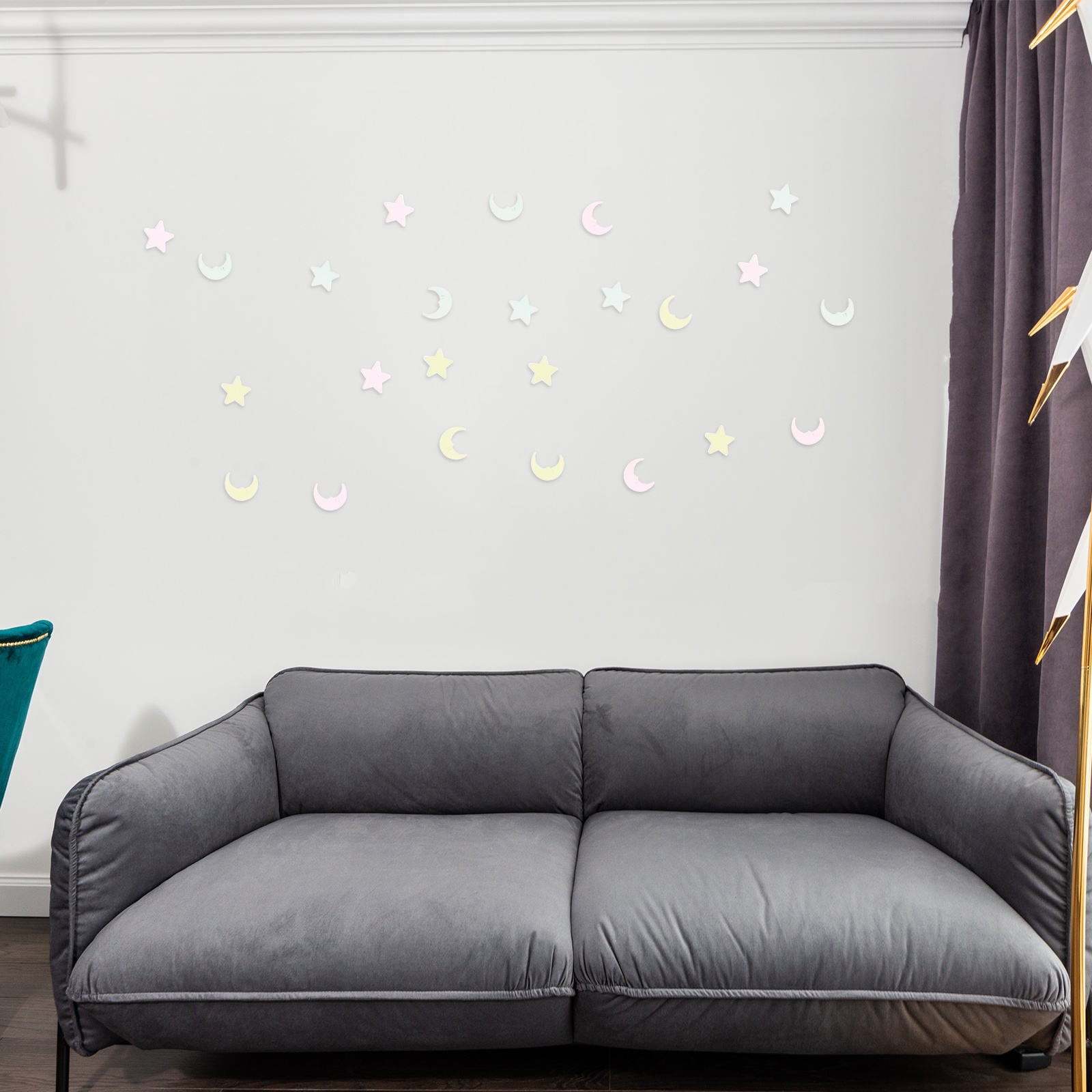 KALLORY 200Pcs Decorative Glowing Stickers Star Moon Shape Glowing ...