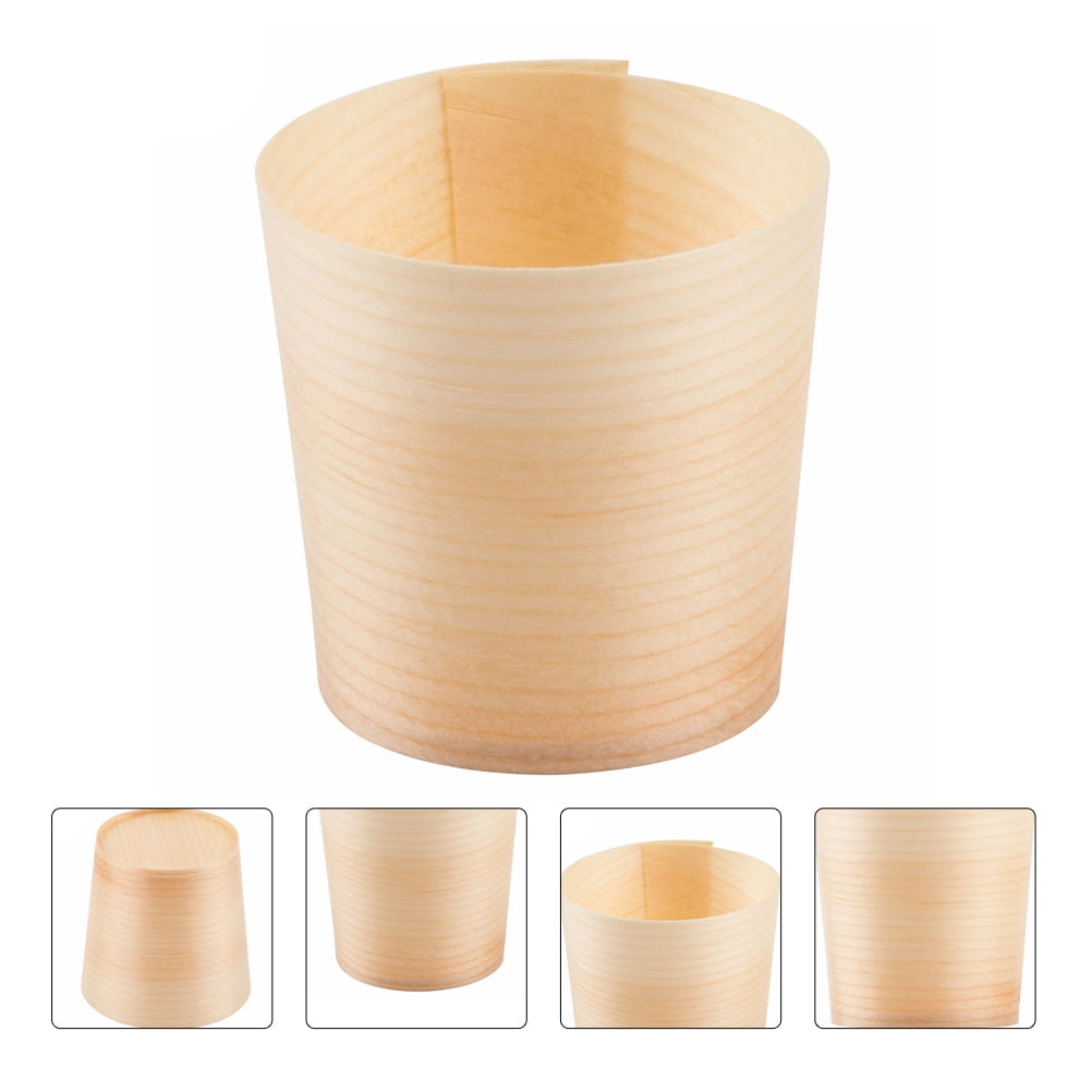 20pcs 6cm Disposable Wooden Cups Set, Wood Mugs for Drinks, Desserts ...