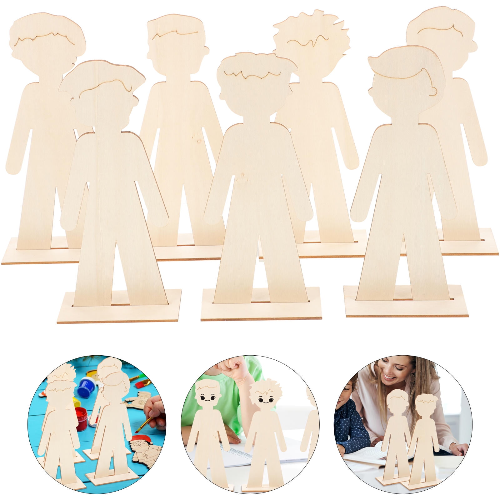 KALLORY 20Pcs Unfinished Wood Cutouts Beige for Families and Home ...