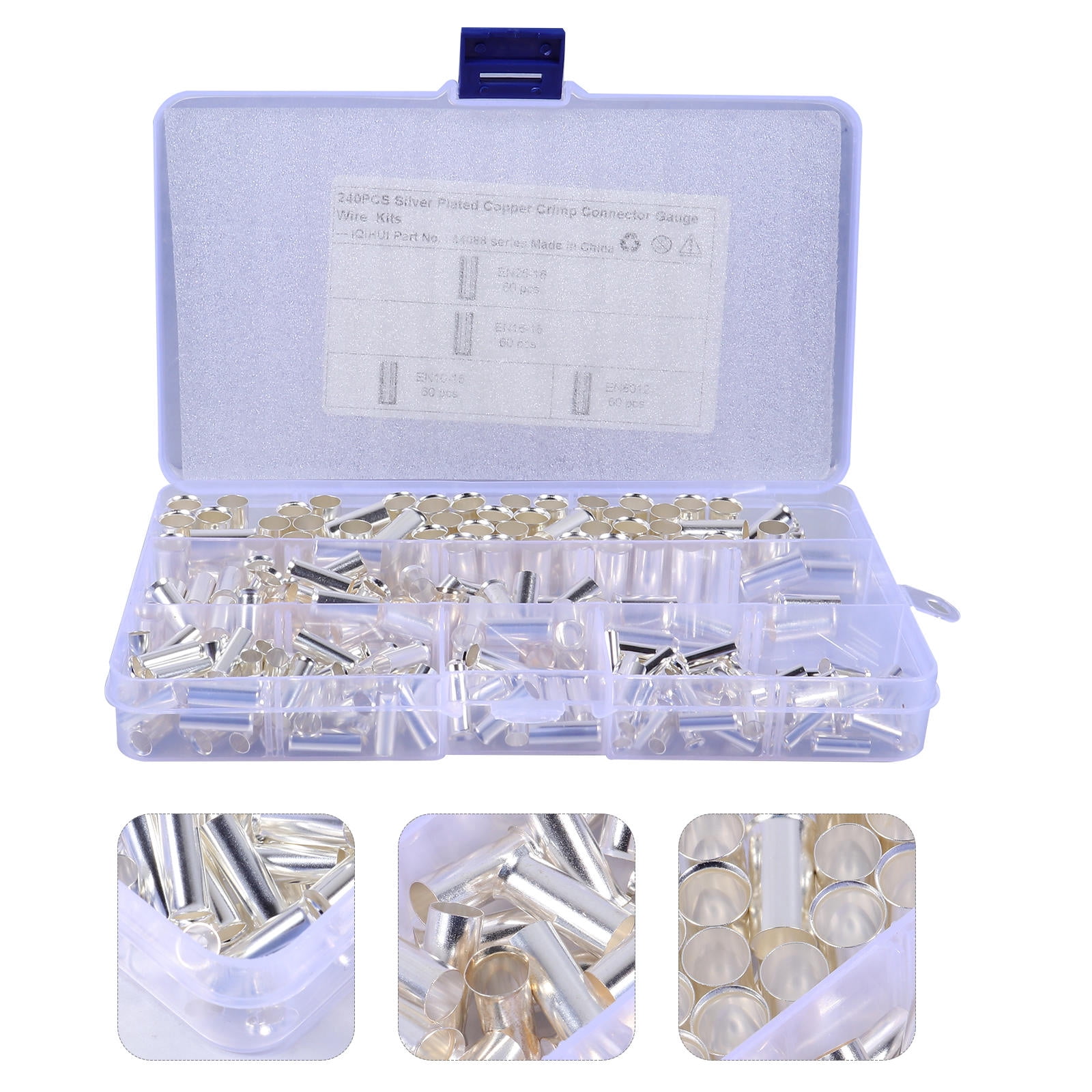KALLORY 240 Pcs Wire Copper Crimp Fitting Ferrules Tinned Copper ...