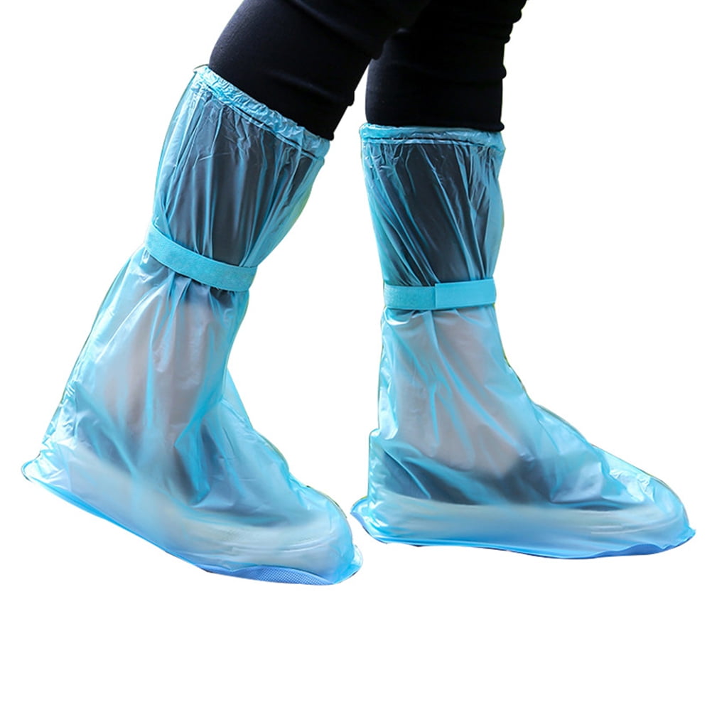 KALLORY 2Pairs Reusable Waterproof Blue PVC Shoe Covers for Men in ...