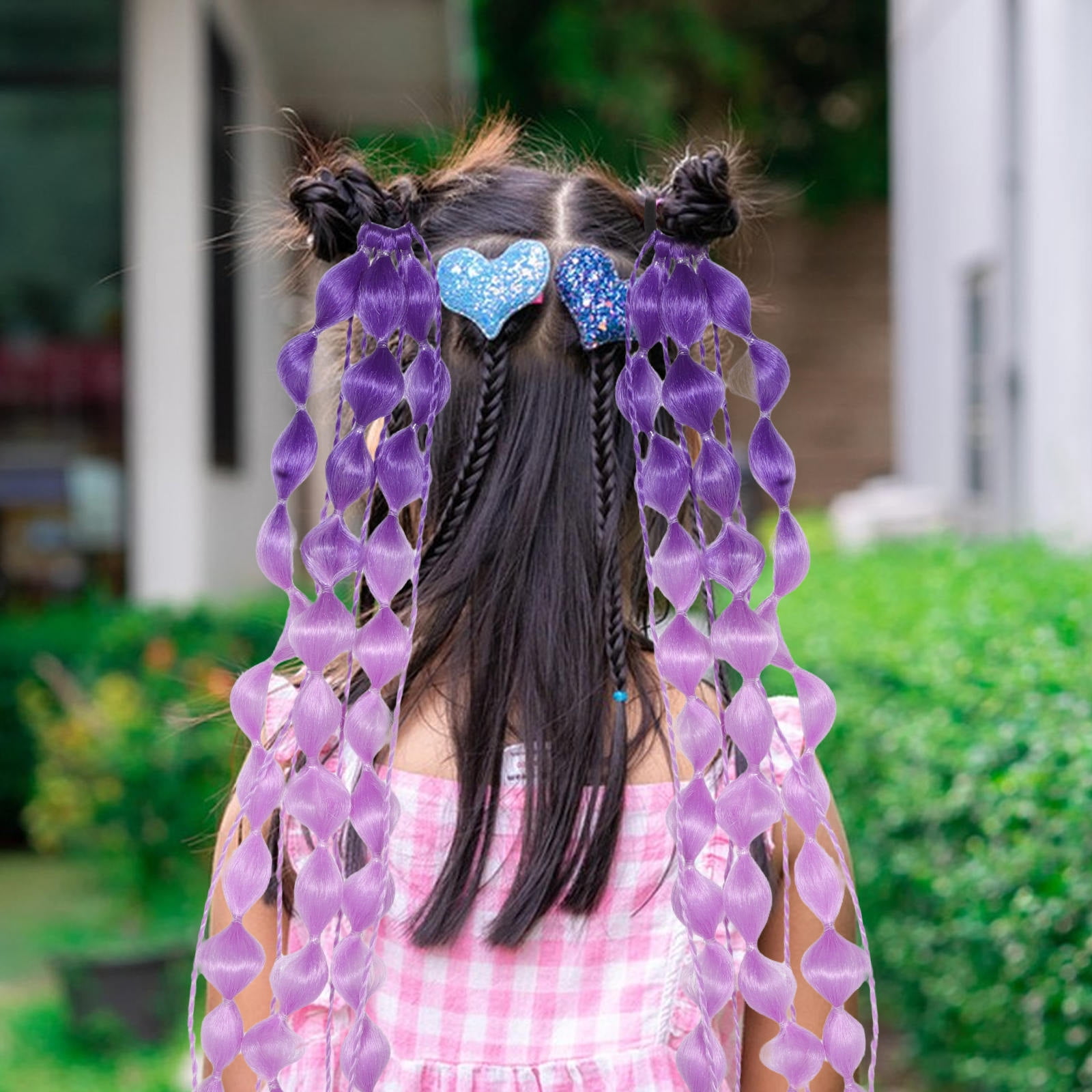 KALLORY 2Pcs Girls Colorful Hair Braids Hair Extensions for Kids Stage ...
