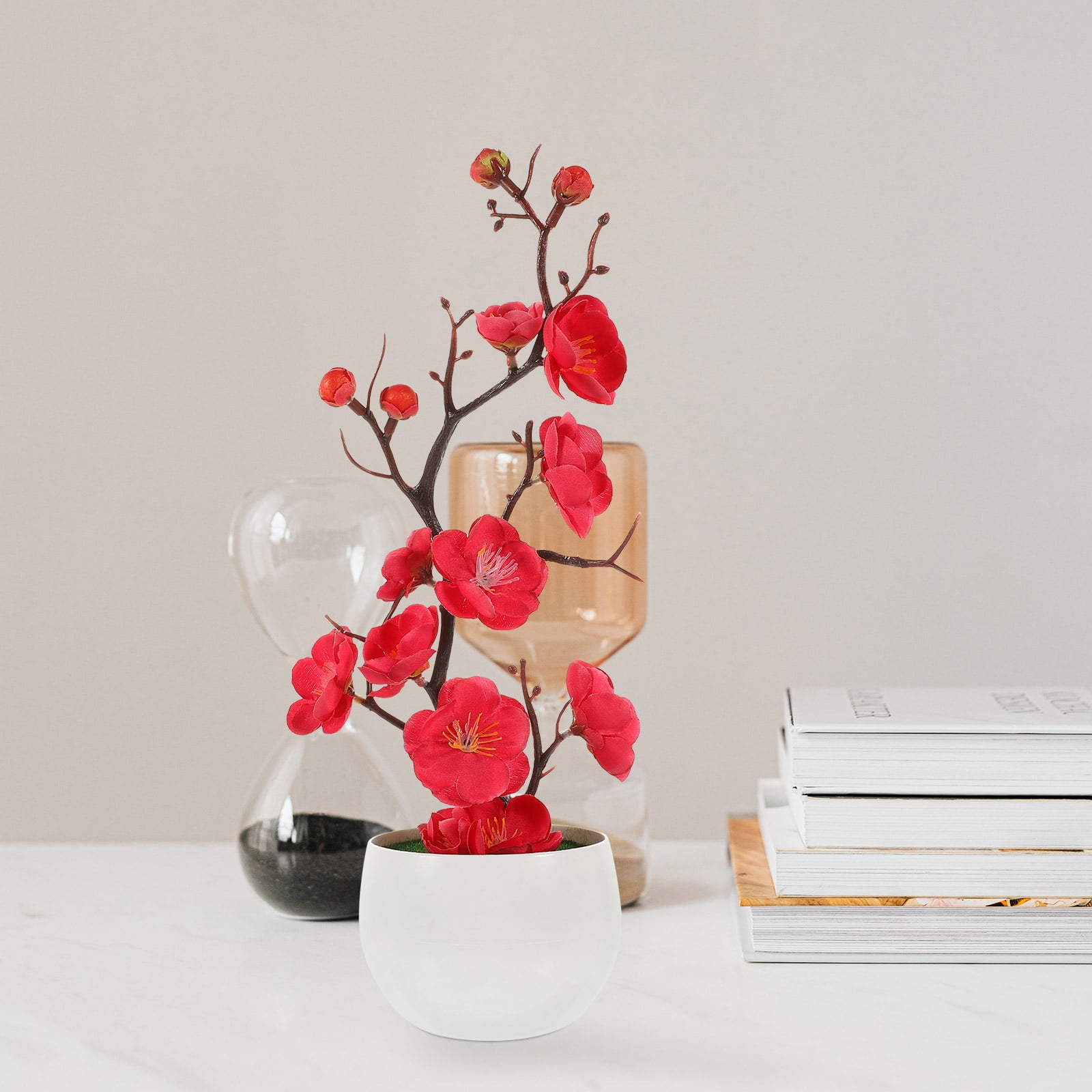 KALLORY Artificial Potted Peonies 2 Pcs Faux Plastic Flowers for Living ...