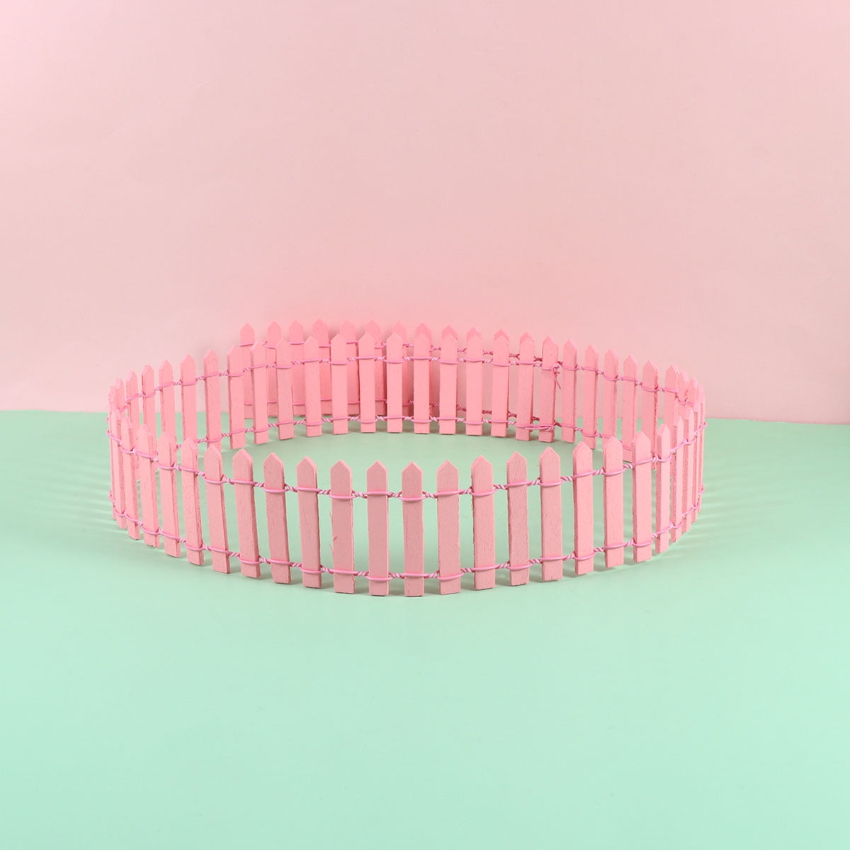 KALLORY 2Pcs Small Garden Fence Border Handmade Mini Design Bamboo Pink ...