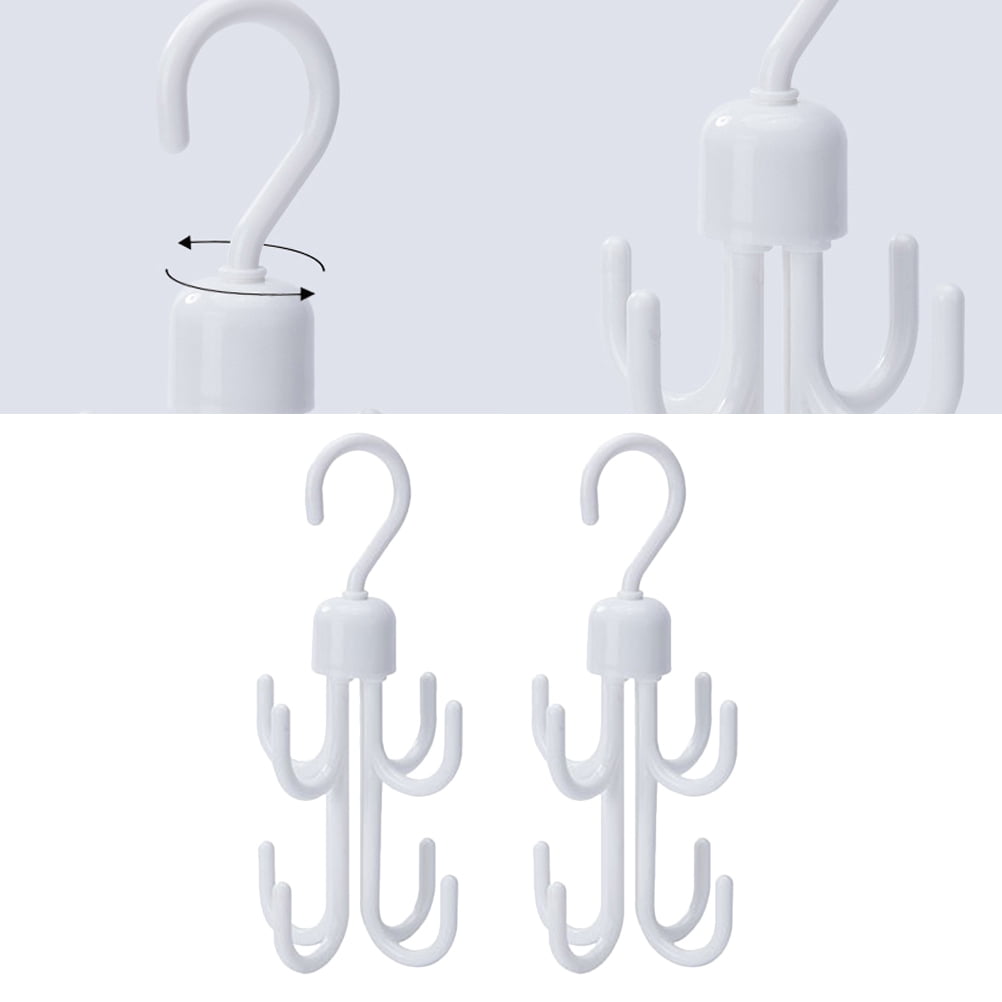KALLORY 2Set Tie Storage Organizer Rotating Claw Hooks Eight-Claw White ...