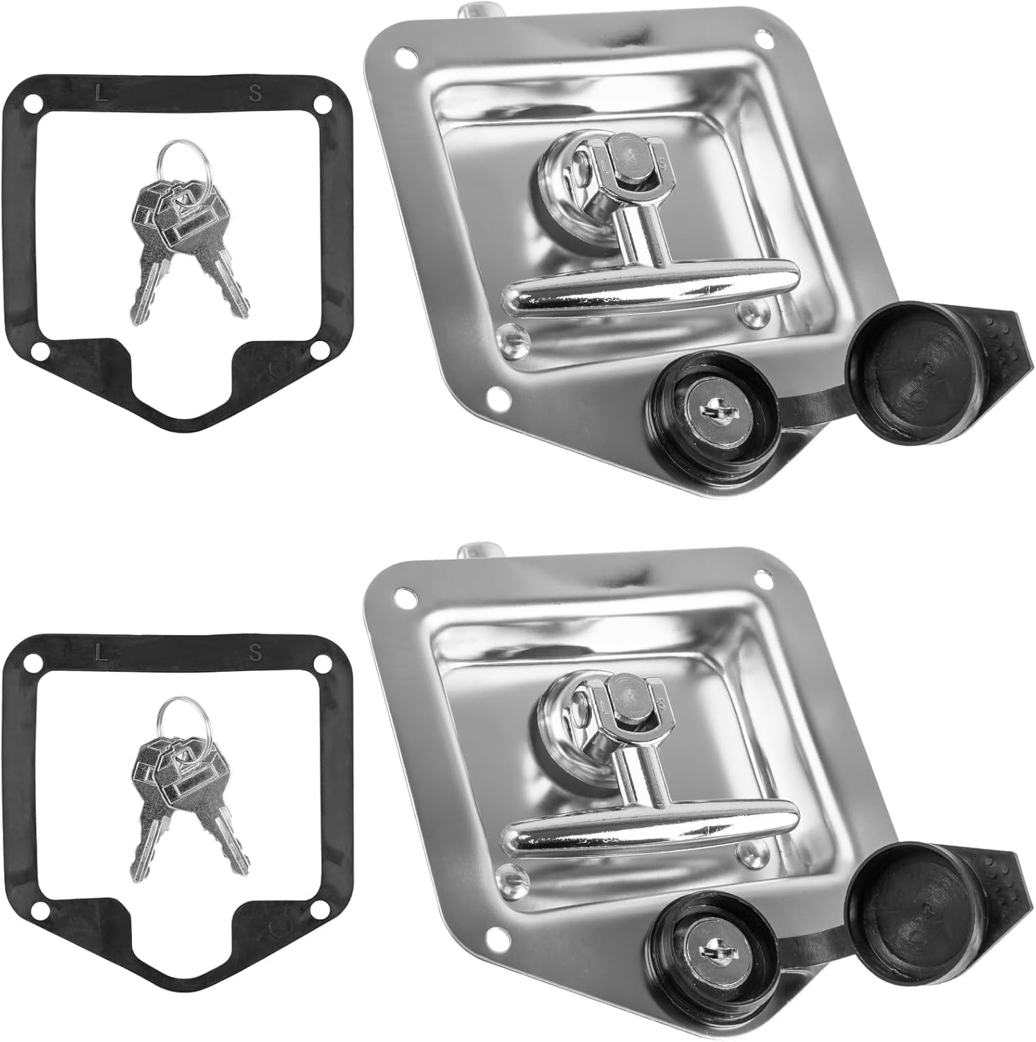 KALLORY Set of 2 Stainless Steel T Handle Toolbox Locks for Heavy Duty ...