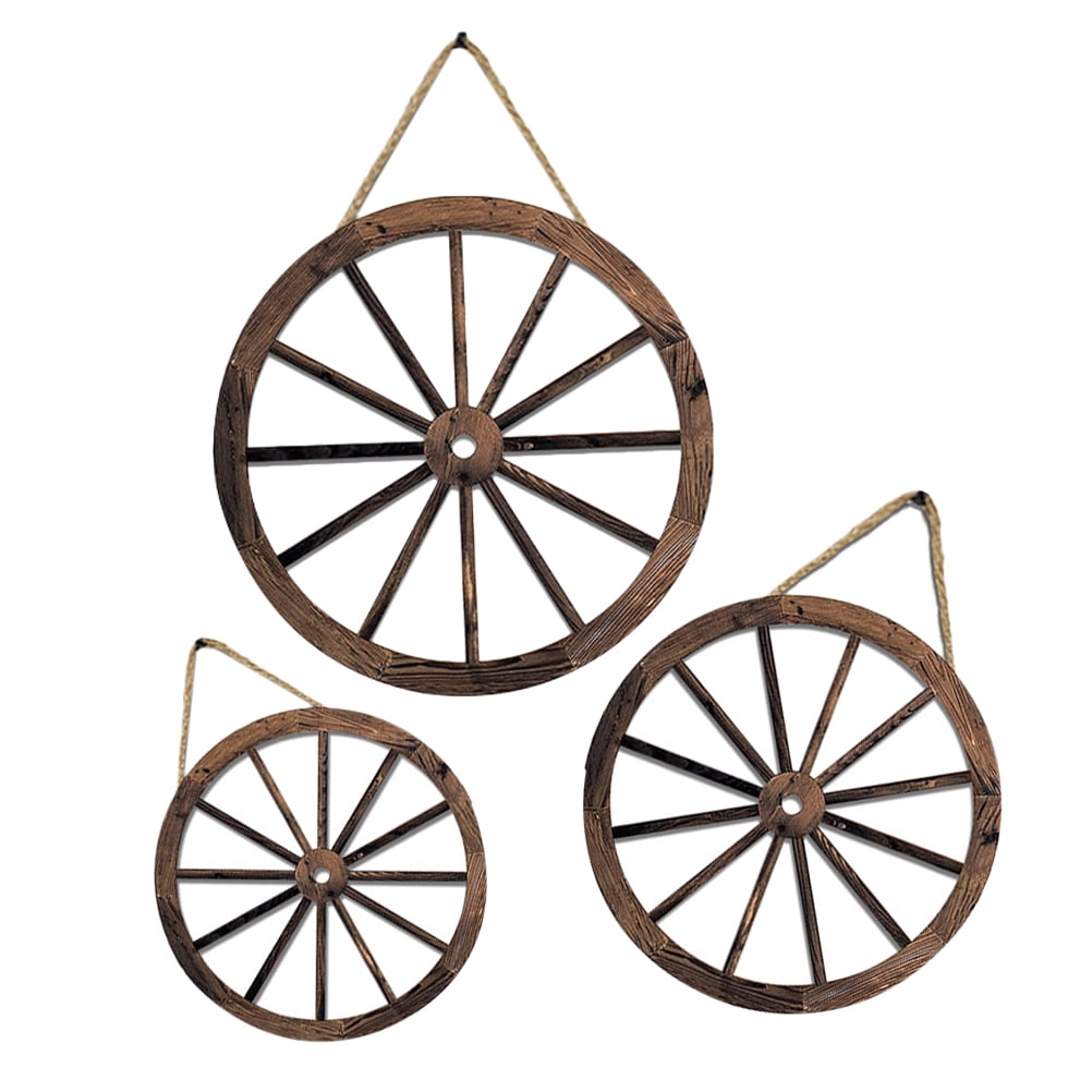 KALLORY 3 Pcs Wheel Wall Art Decor Wagon Wheels Vintage Home Country ...