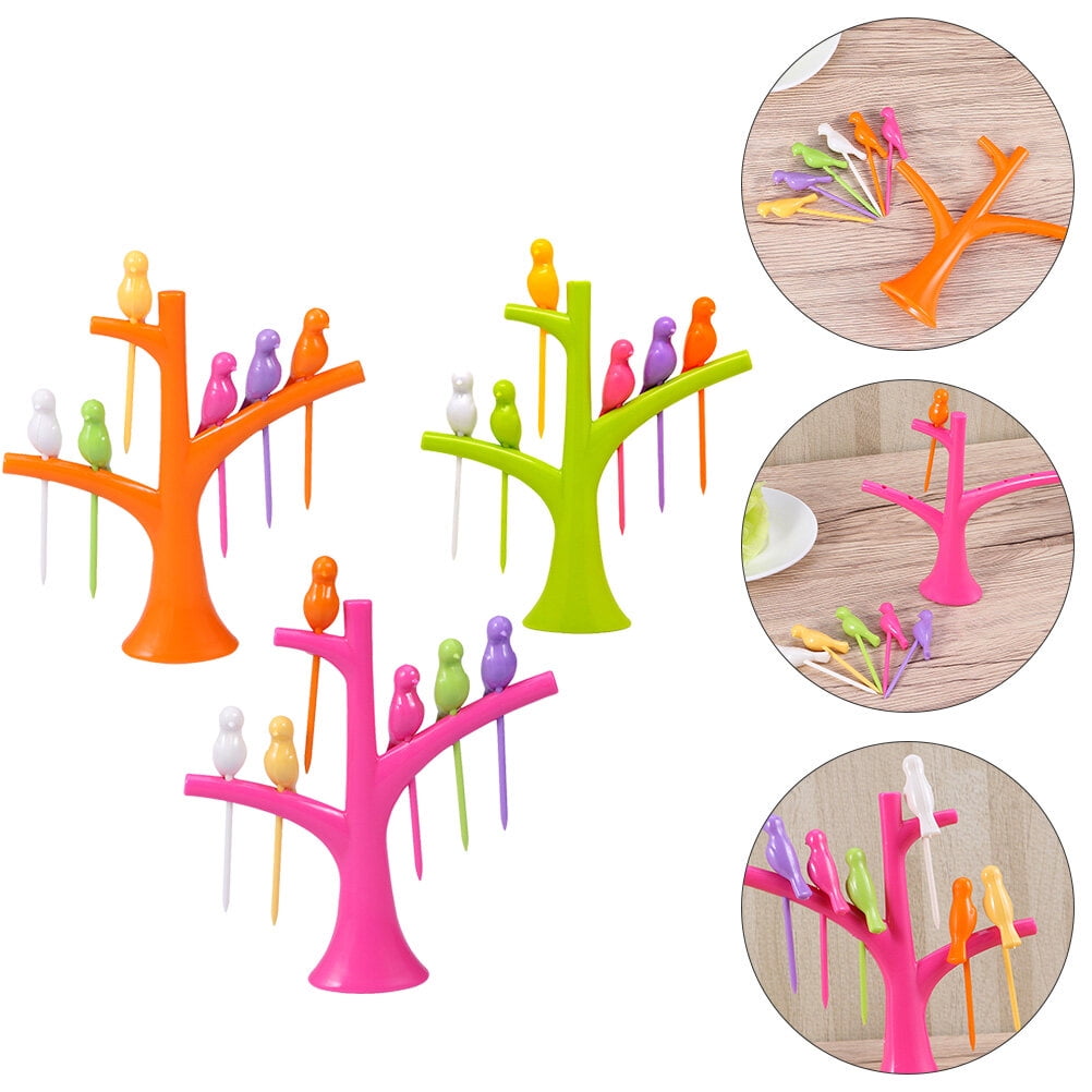 KALLORY 3 Sets Bird Shaped Skewer Sticks Plastic Cute Design for Fruit ...
