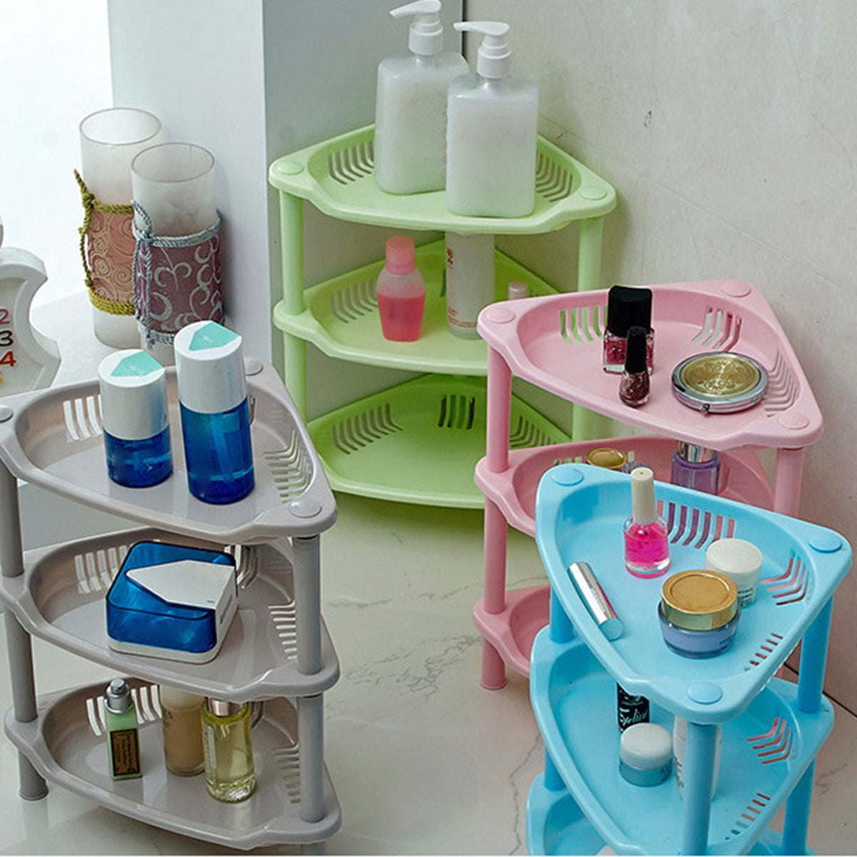 KALLORY 30Pack Bathroom Shelf Stand Plastic Corner Design Space-saving ...