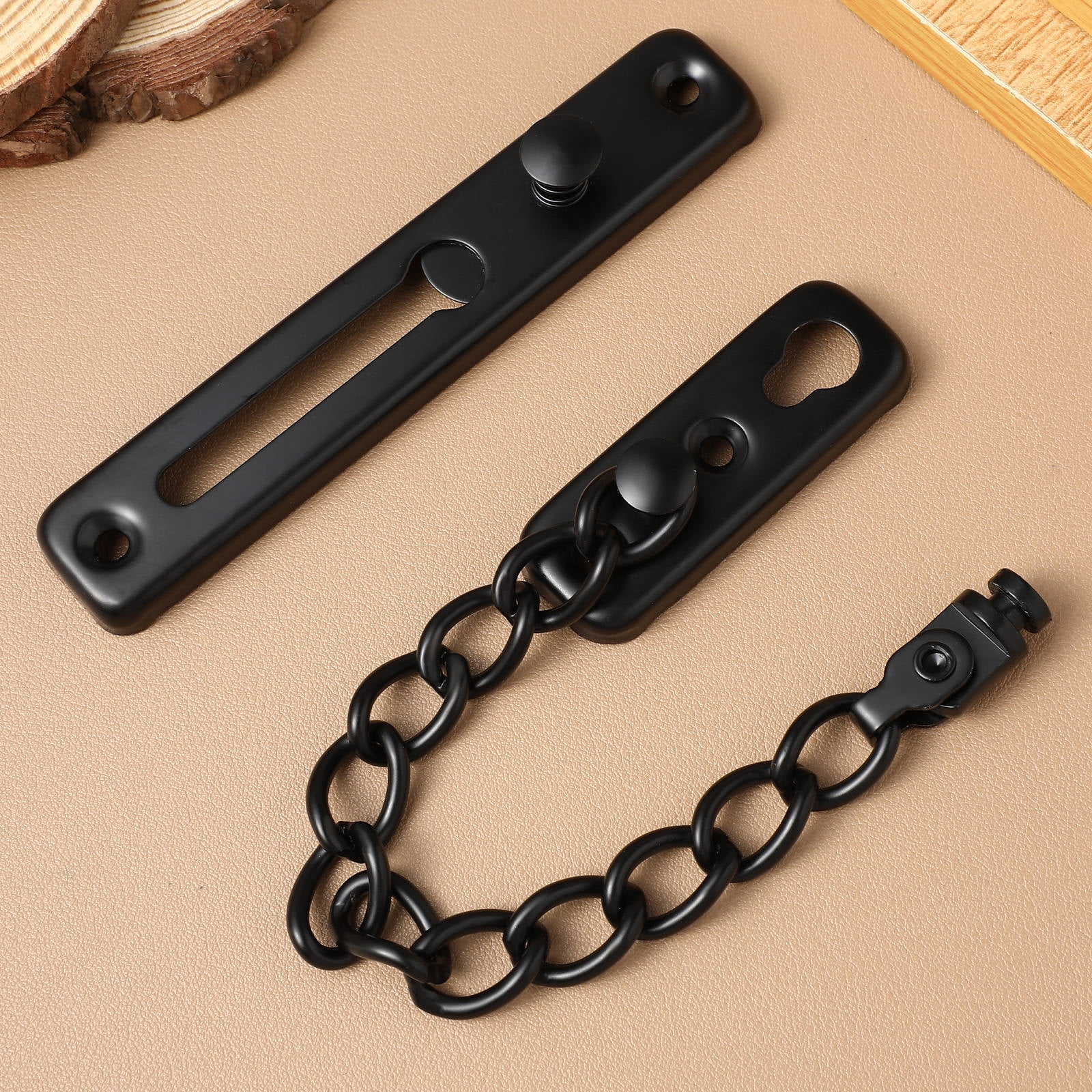 KALLORY 36Set Door Chain Lock Black 304 Stainless Steel Security Anti ...