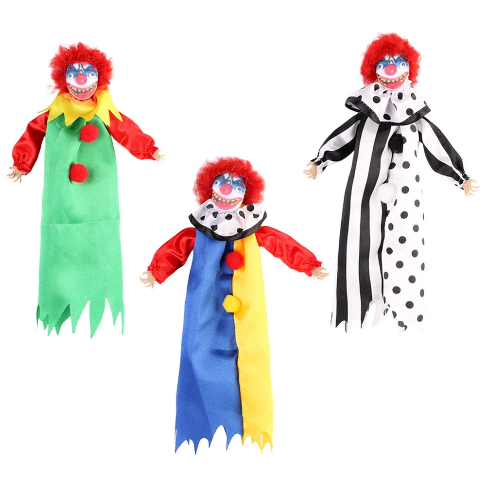 KALLORY 3Pcs Creepy Clown Pendant Assorted Color Fabric Prank Prop ...