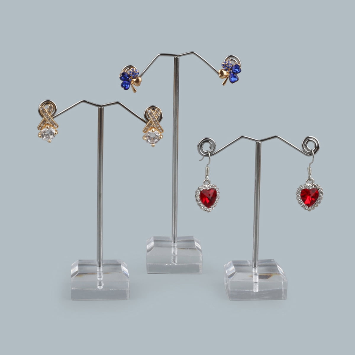 KALLORY 3Pcs Earrings Showcase Stand Transparent Acrylic For Store ...