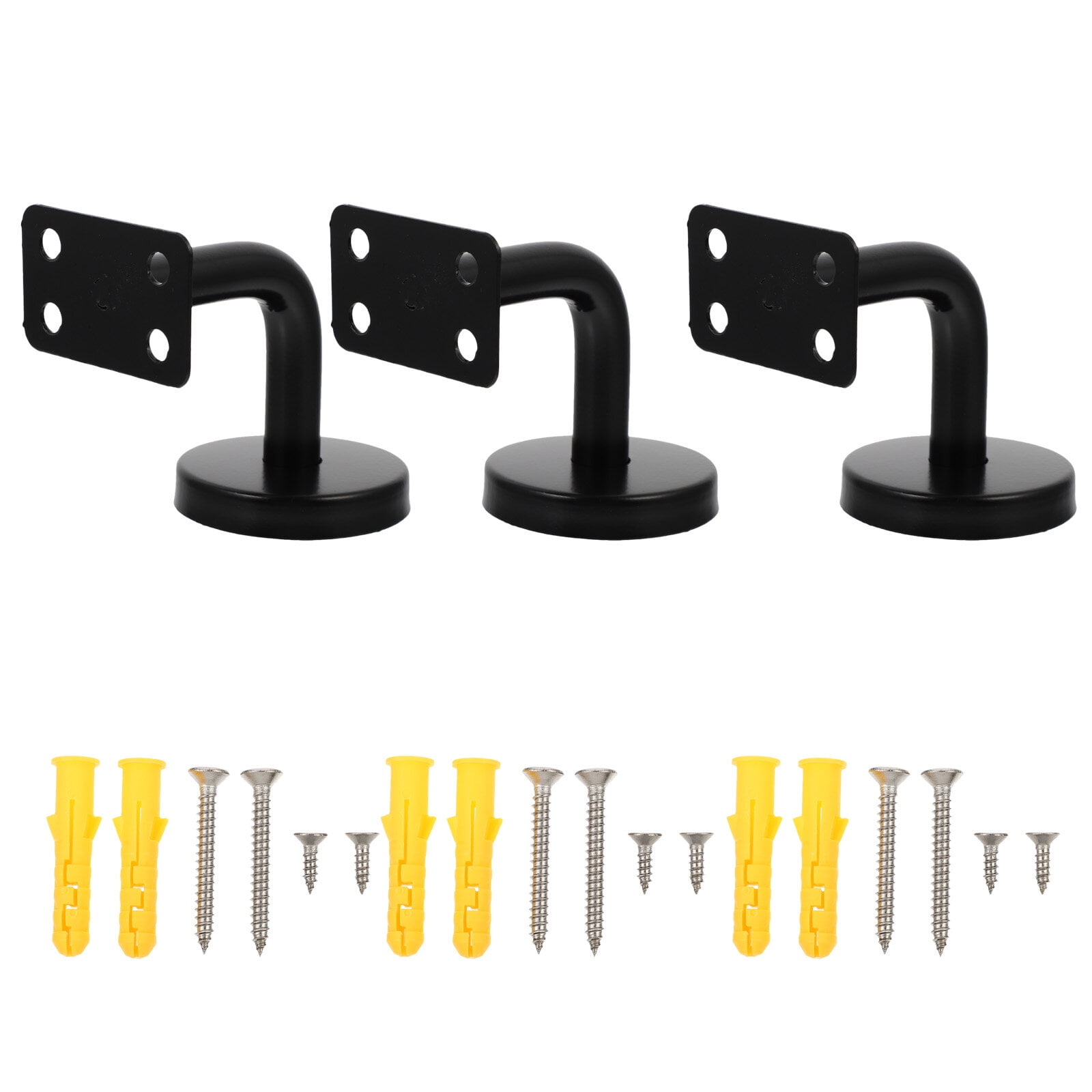 KALLORY 3Pcs Handrail Stair Brackets Black Stainless Steel Stability ...