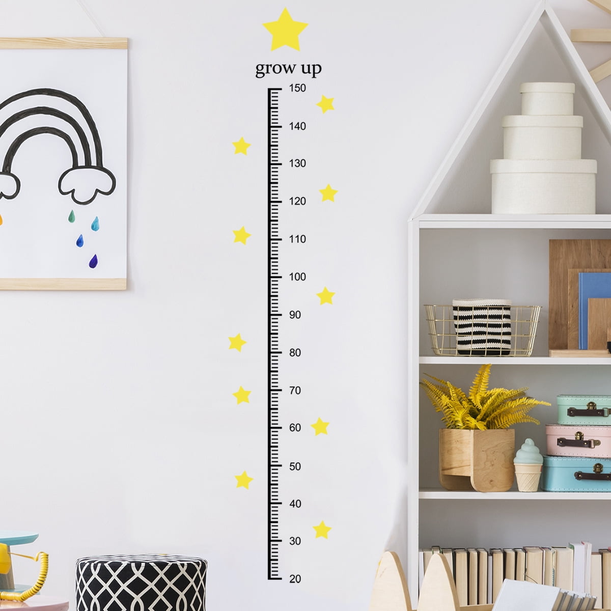 KALLORY 3-Piece Multi-Color Height Chart Wall Stickers PVC Growth ...