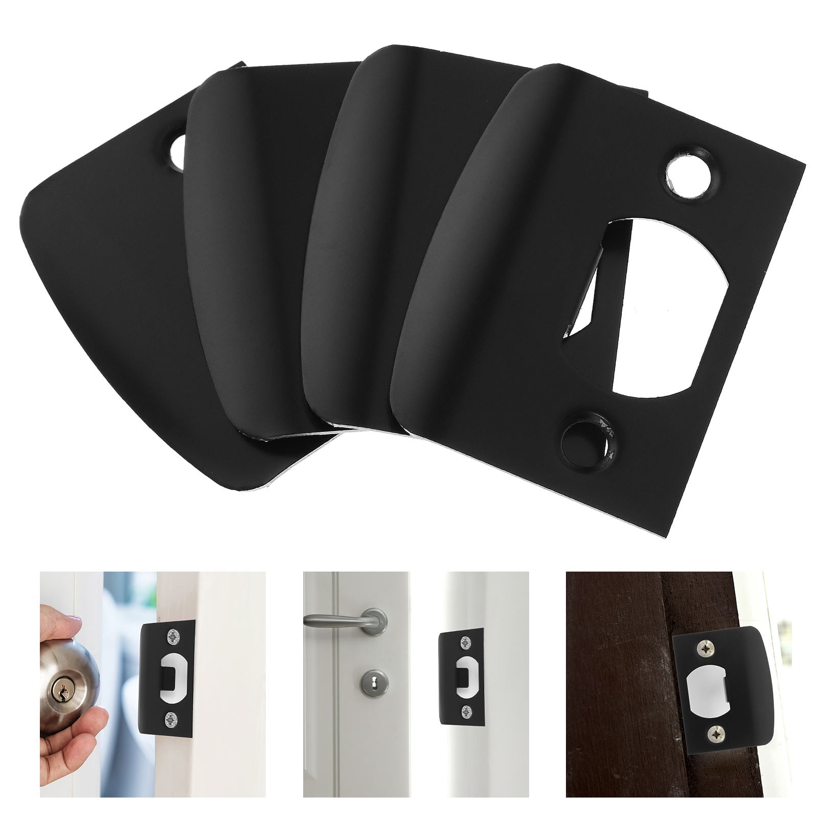 KALLORY 4 Pcs Door Reinforcement Hole Plate Strike Plates Exterior ...