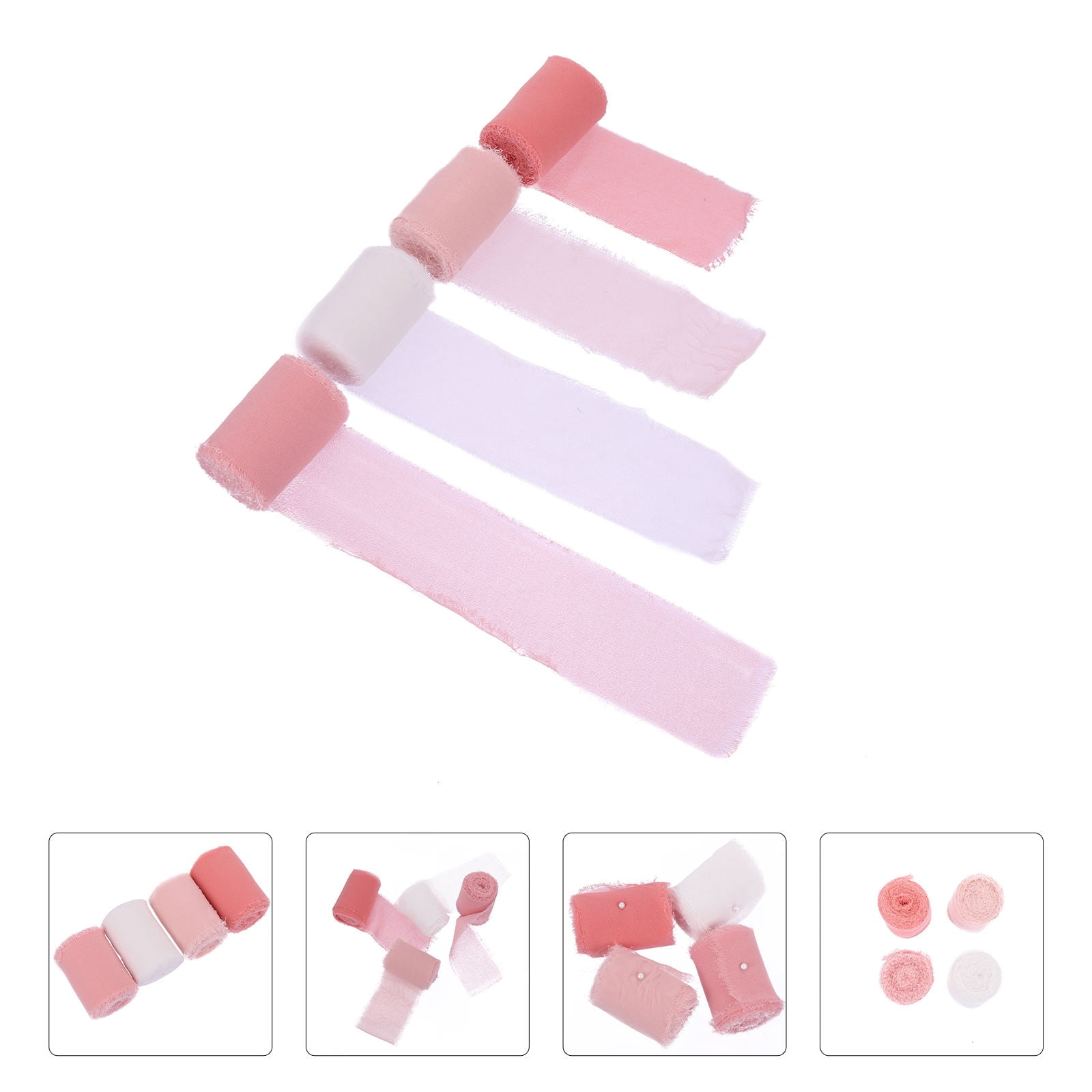 KALLORY 4 Rolls Frayed Edge Ribbon for Birthday and Dinner Party ...