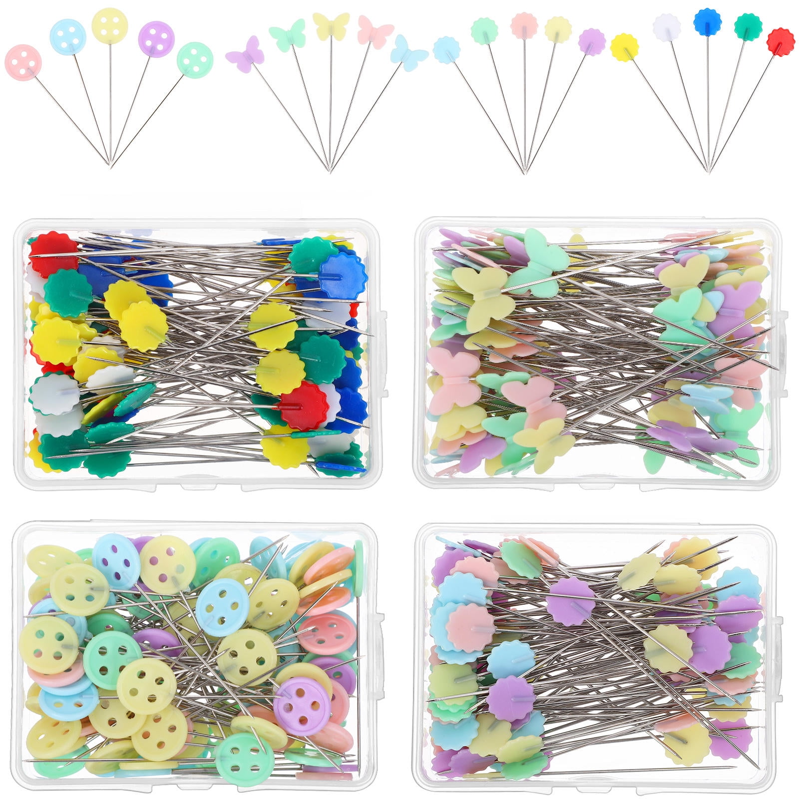 KALLORY 400Set Straight Pins For Sewing Assorted Color Steel Plastic ...