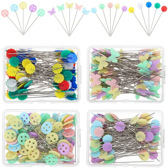KALLORY 400Set Straight Pins For Sewing Assorted Color Steel Plastic ...