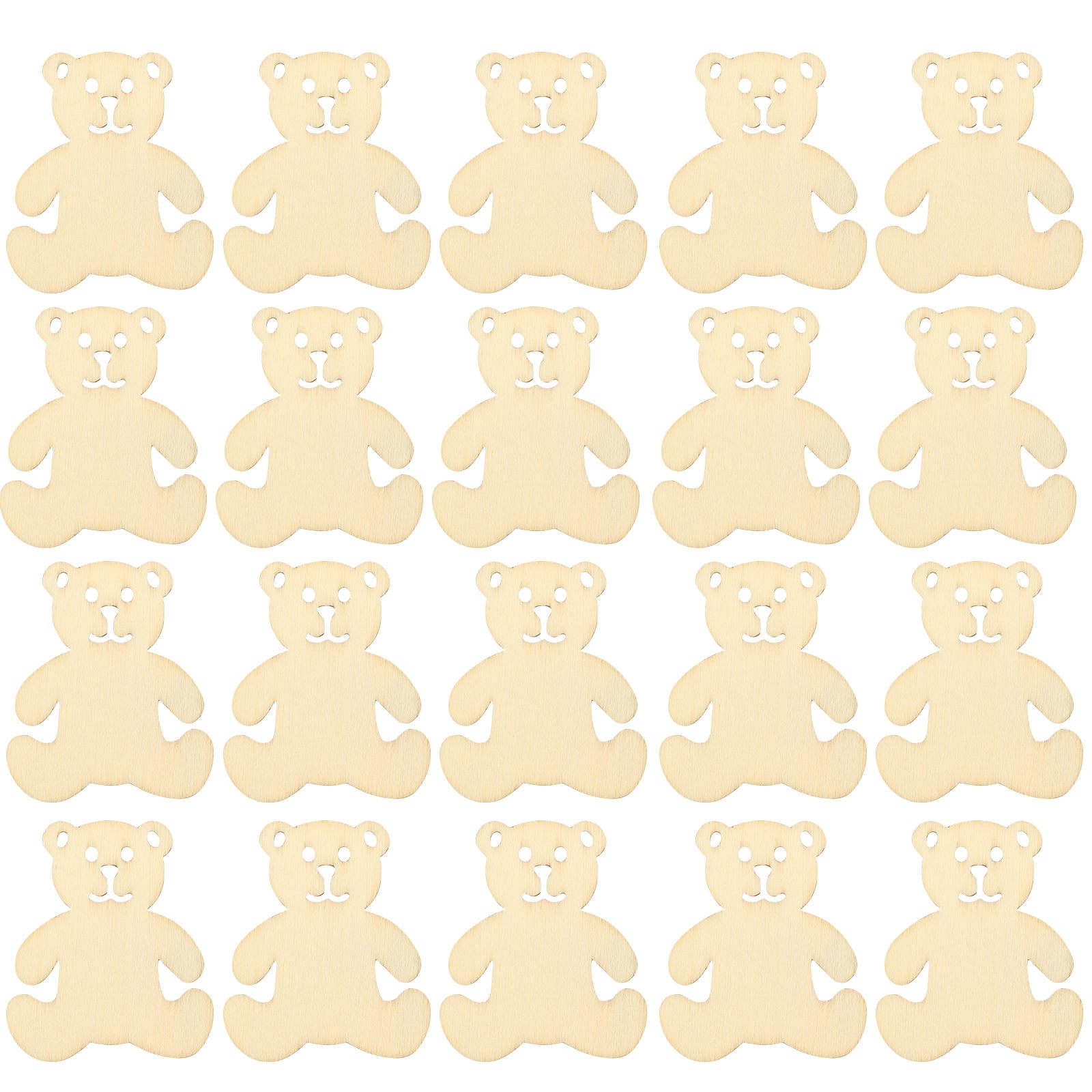 KALLORY 40Pcs Bear Themed Cutouts Wood Crafts for Kids Families Friends ...