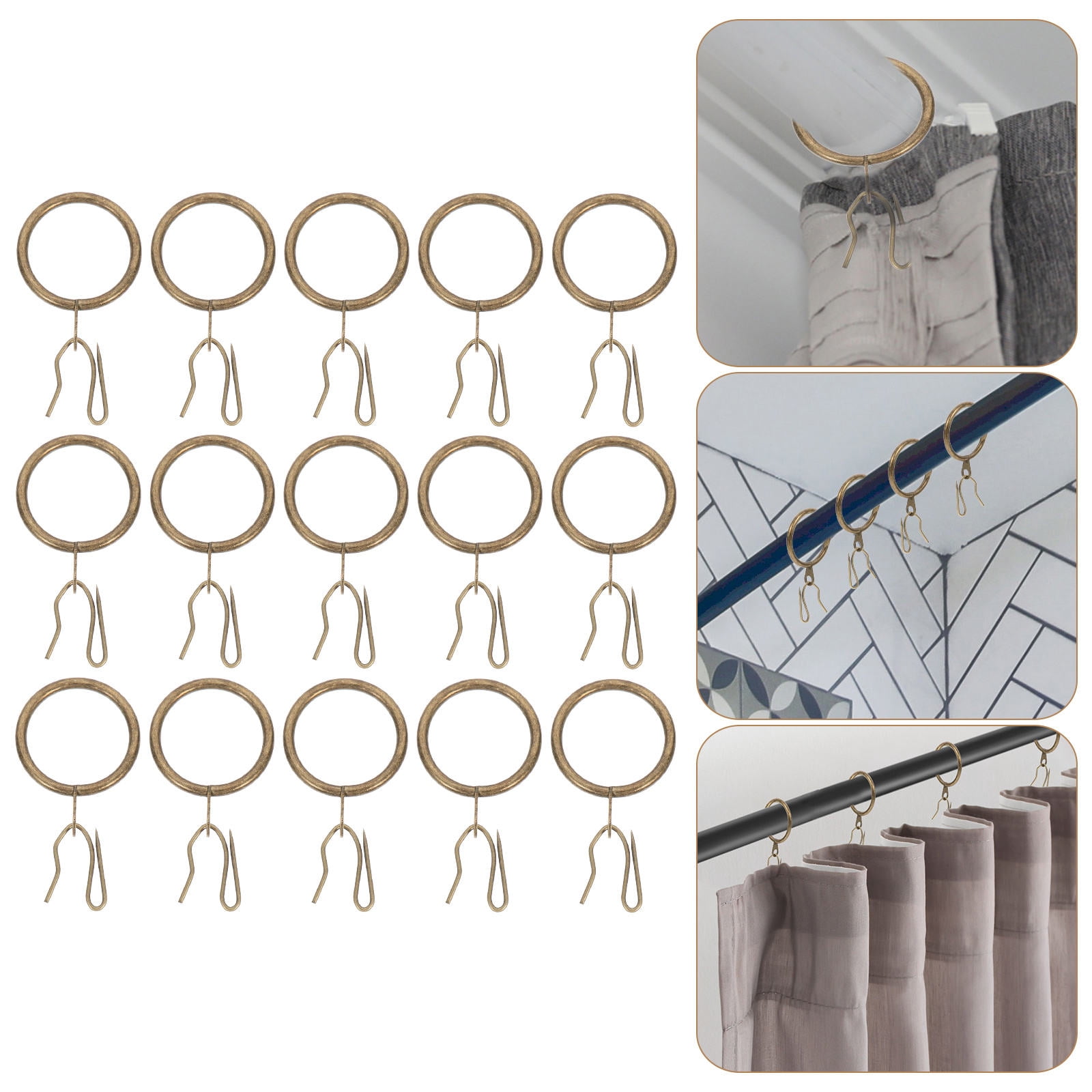 KALLORY 40Set Metal Drapery Curtain Rings for Bedroom Curtains with ...