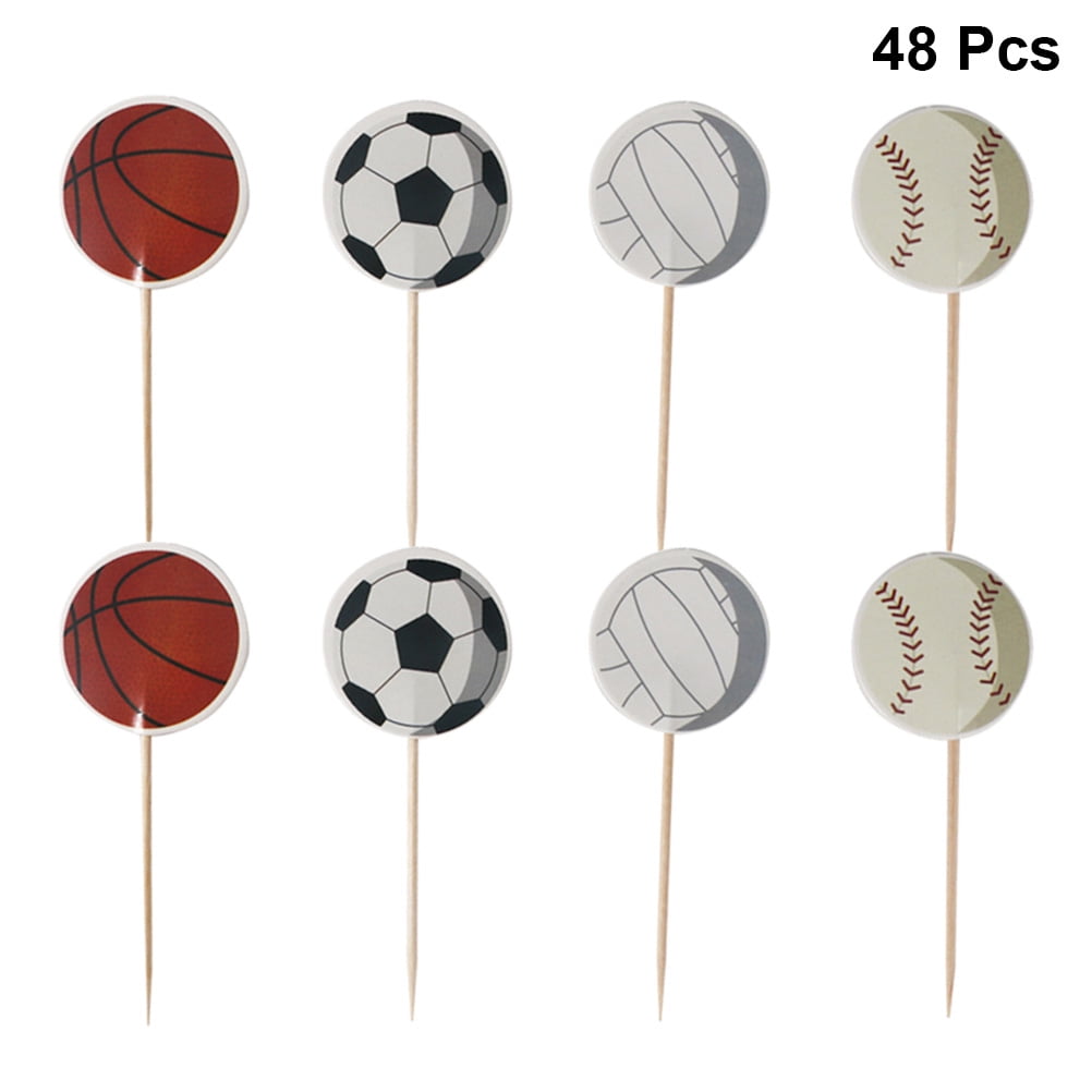 KALLORY 48 PCS Football Cupcake Topper Sports Toppers Birthday Pick ...