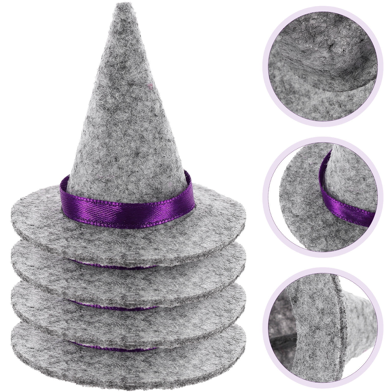 KALLORY 4Pcs Grey Nonwovens Miniature Witch Hats for and DIY Projects ...