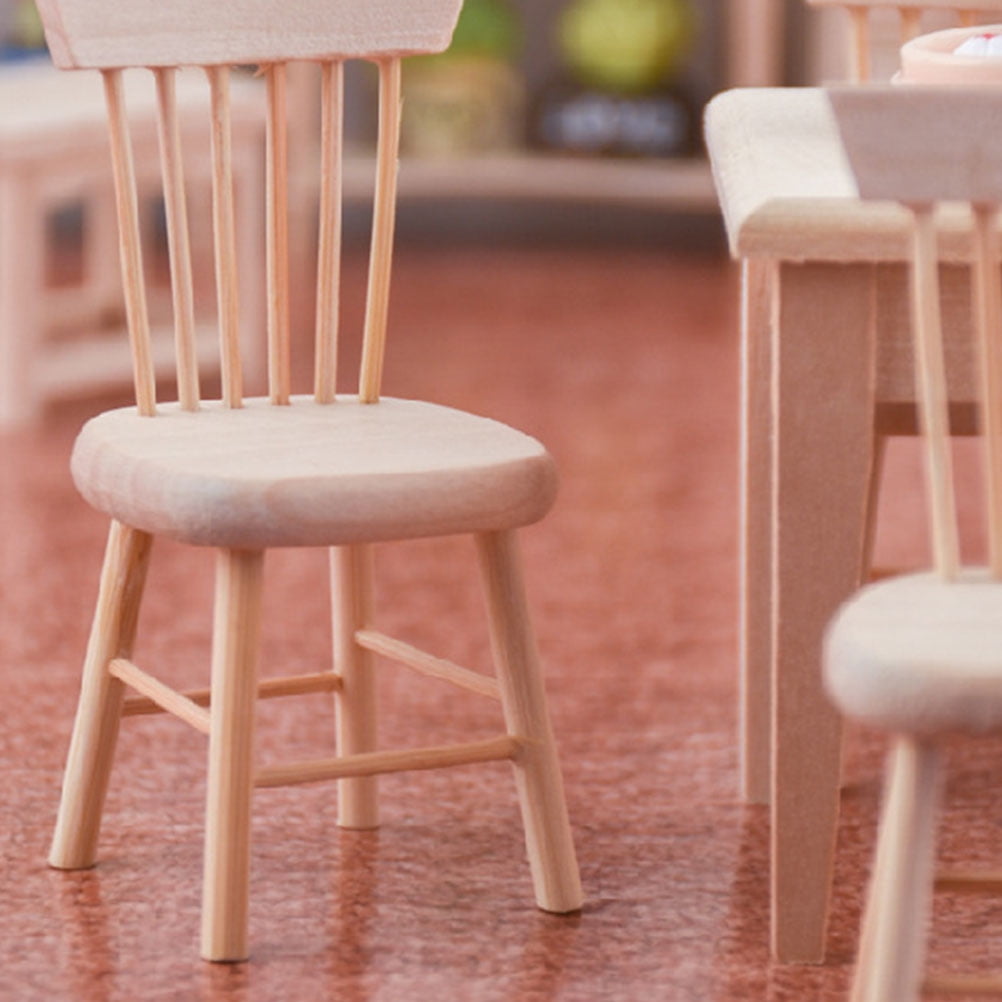 KALLORY 4Pcs Miniature Scale Chairs Beige Color For Home Decoration ...