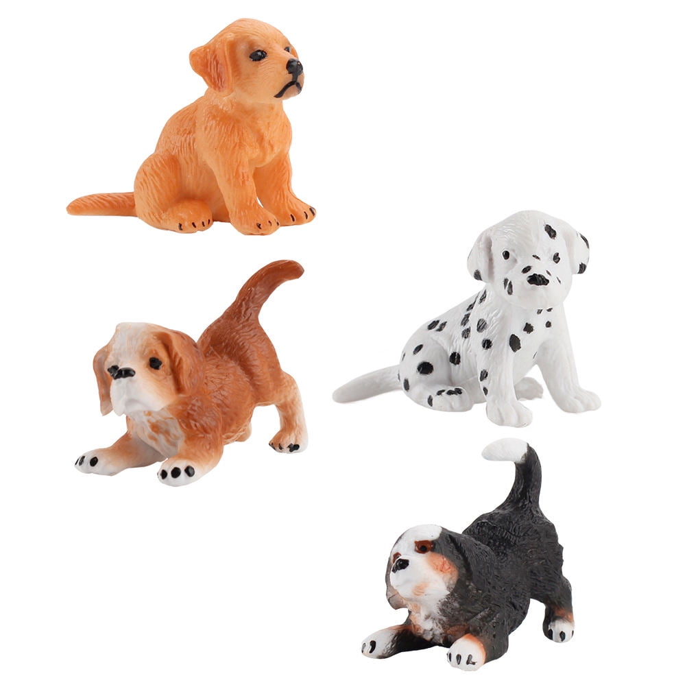 KALLORY 4Pcs Puppy Figures Miniature Dog Figurines Set Assorted Color ...