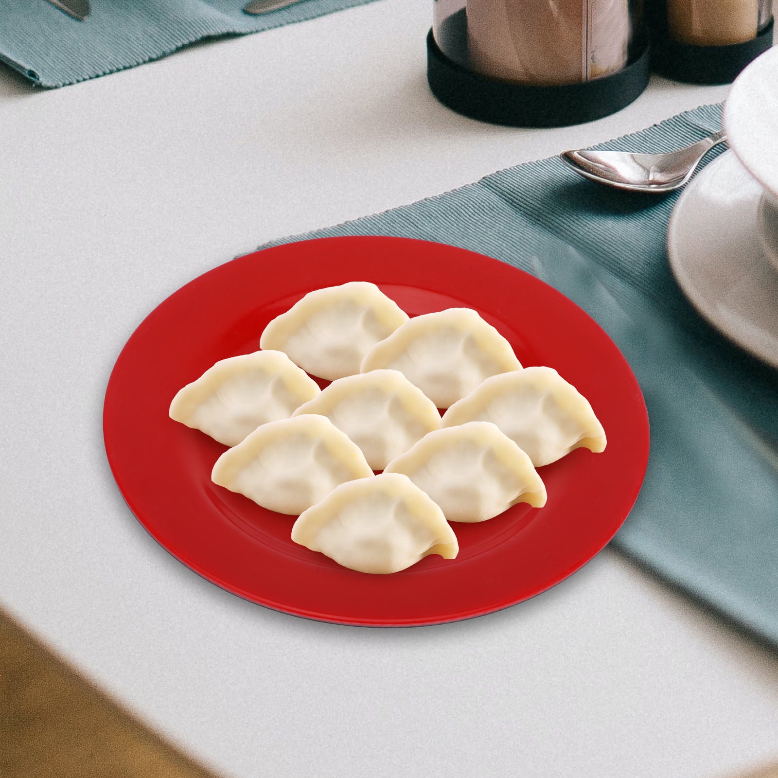 KALLORY 4Pcs Red Dinner Plates for Reusable Plastic Tableware Set ...