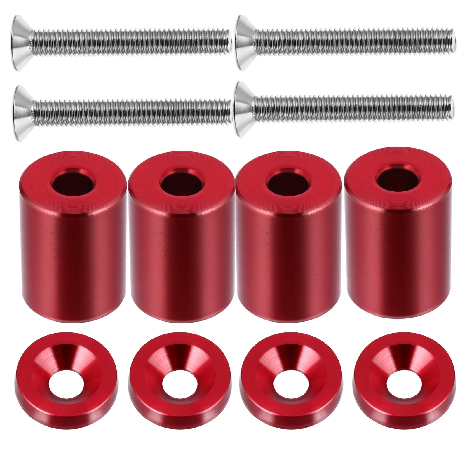 KALLORY 4Pcs Red Hood Spacer Riser 3X2CM In Aluminium Alloy For Engine ...