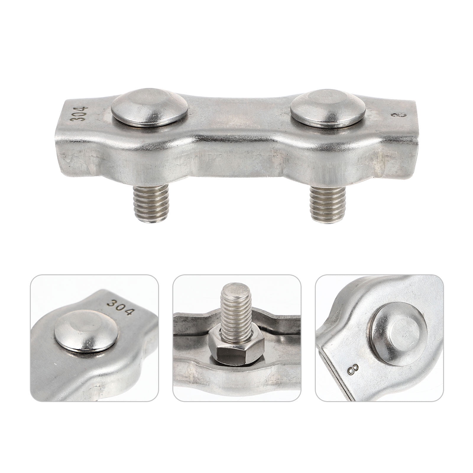 KALLORY 4Pcs Stainless Steel Cable Clamp for Wire Rope Flat Bolt ...