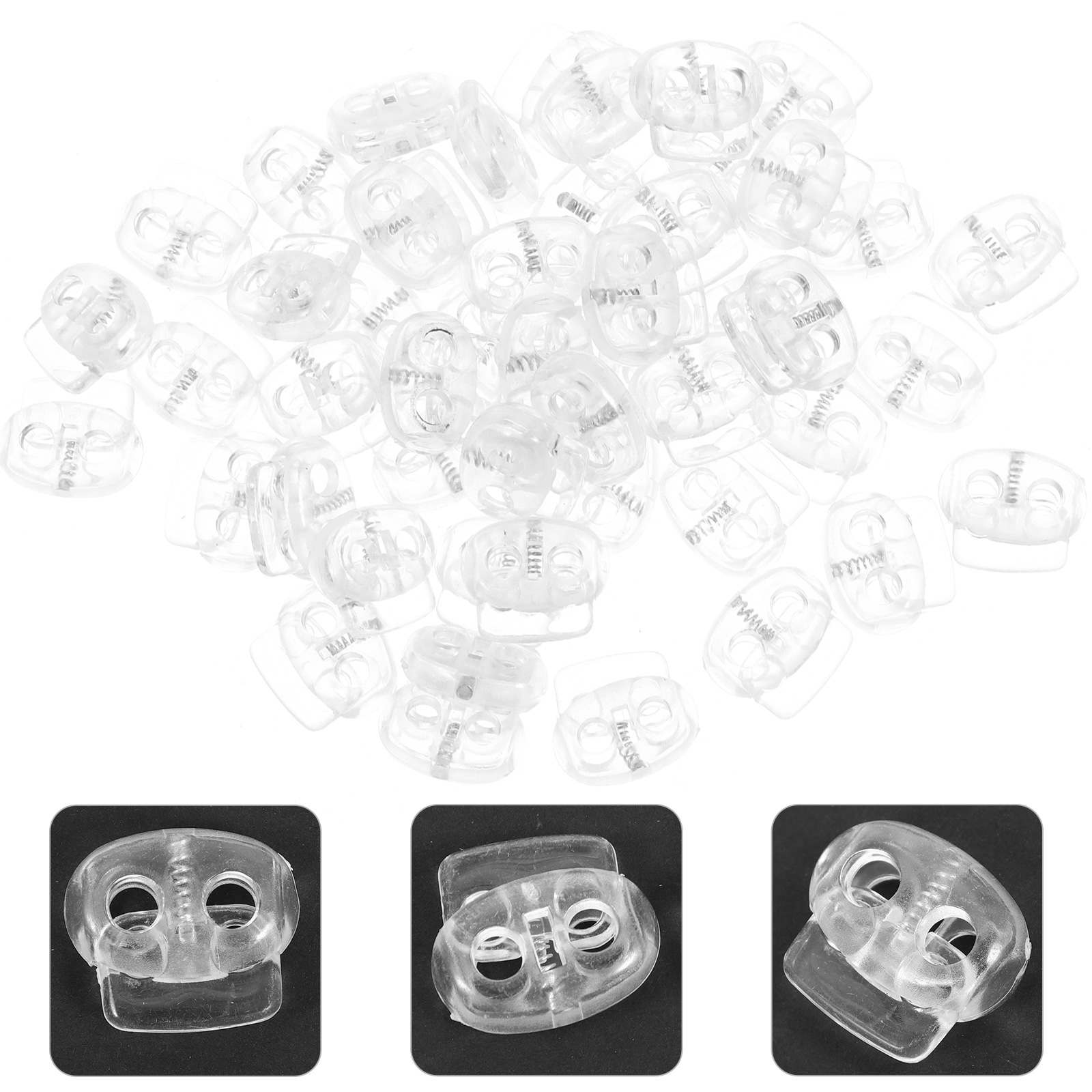 KALLORY 50Pack Transparent Plastic Spring Cord Lock for Lanyard and ...