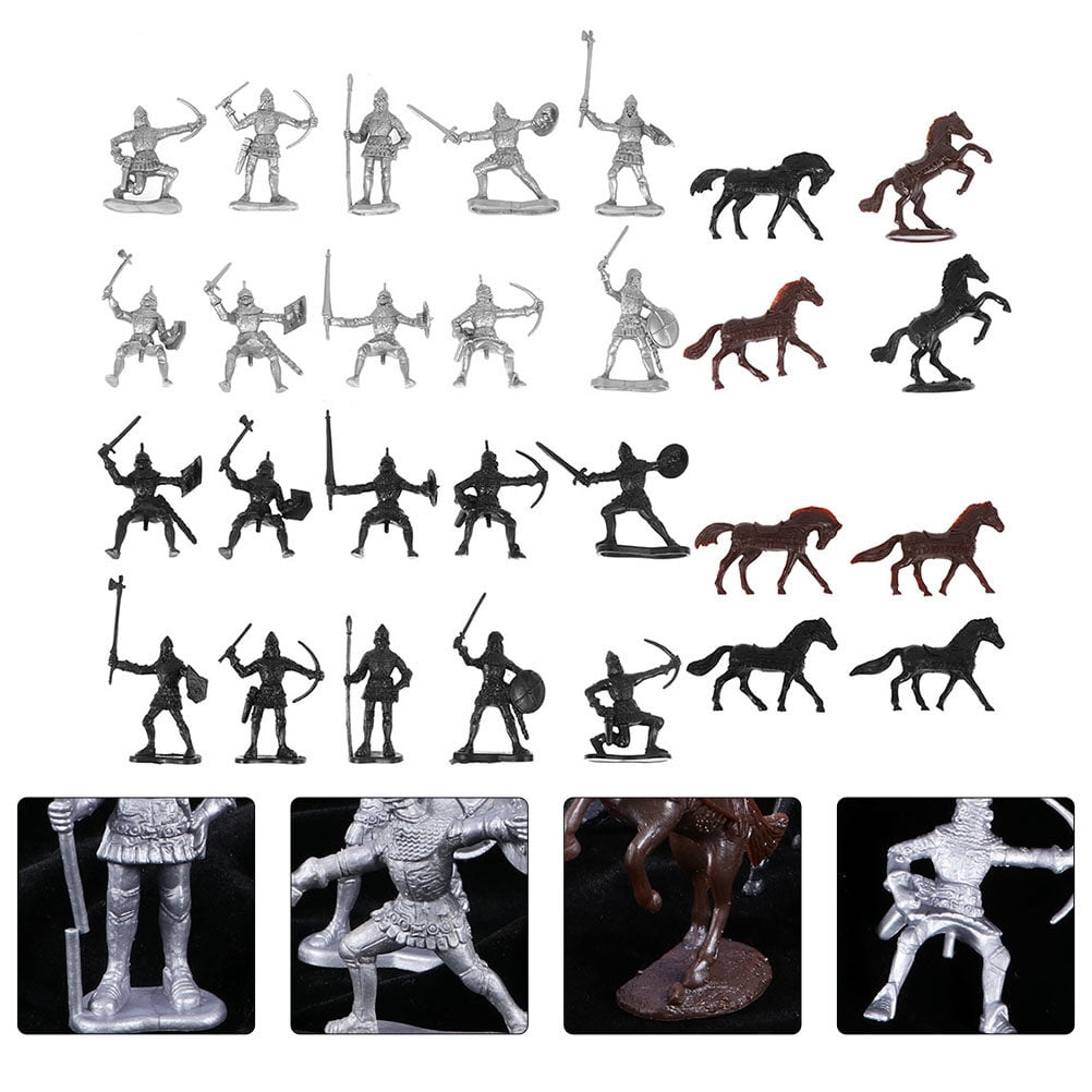 KALLORY 56pcs Mini Medieval Soldiers Figures Safe For Creative Play ...