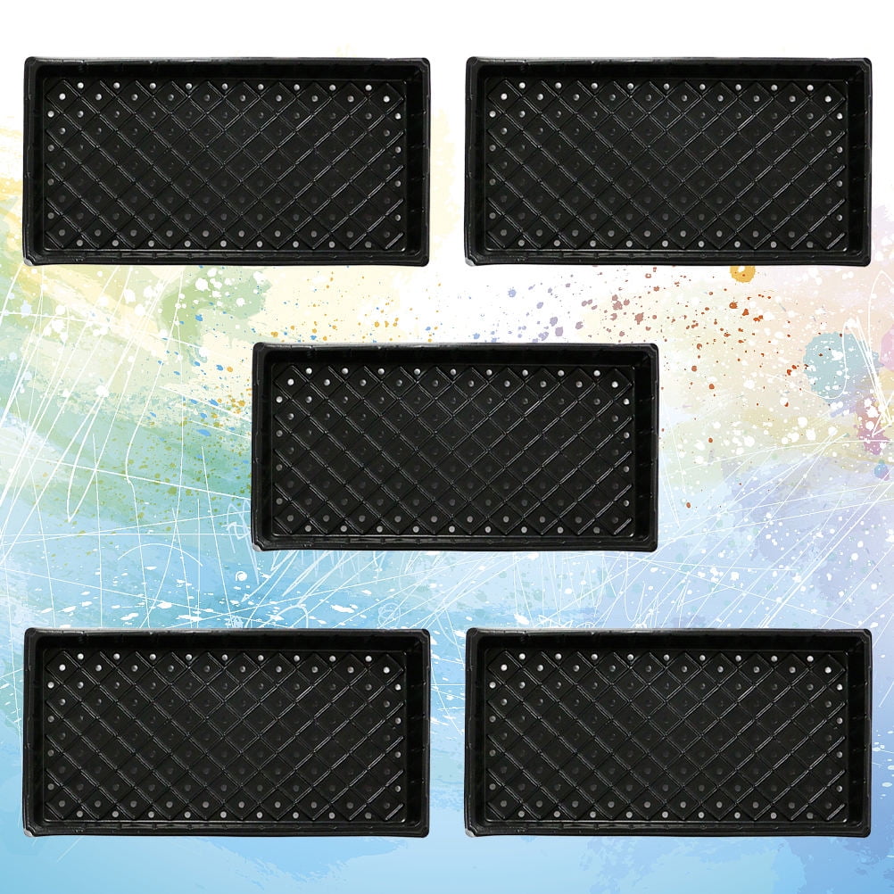 KALLORY 5Pack Plastic Planter Boxes for Flower Growing Breathable Flat ...