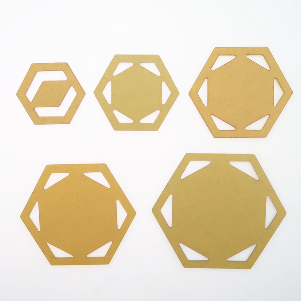 KALLORY 5Pcs Hexagon Templates for Quilting and Sewing Tools Golden Pvc ...