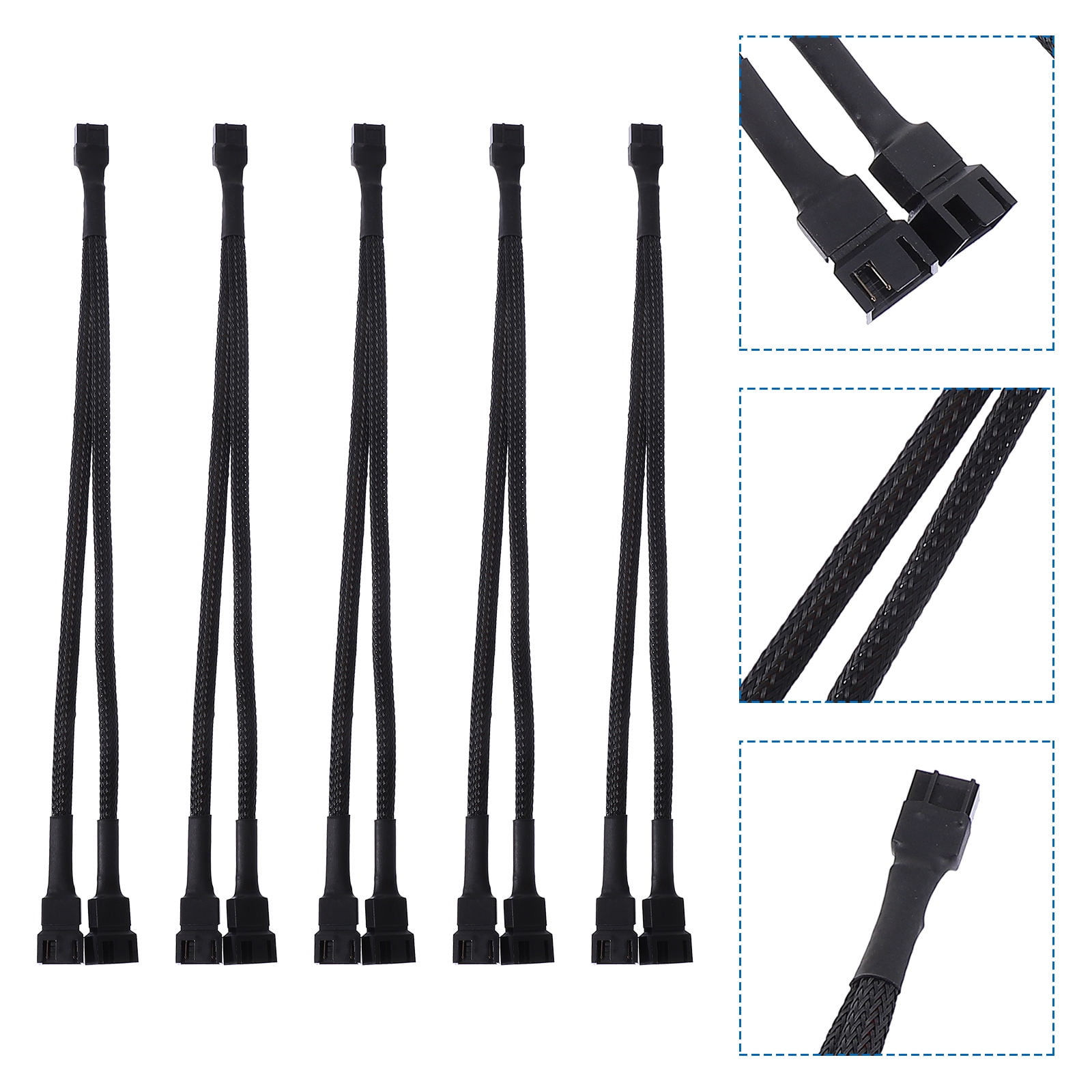 KALLORY 5Pcs Pc Fan Splitter Cable Low Resistance Good Conductivity Diy ...