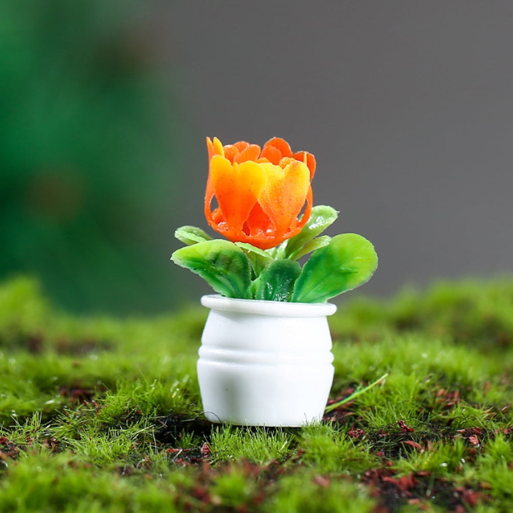 KALLORY 5Pcs Tiny Miniature Fake Flower Pot 1.57X0.94X0.94in Miniature ...