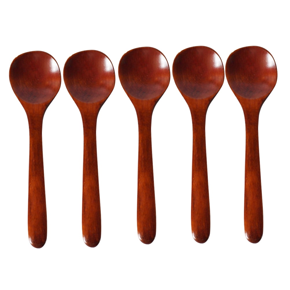 KALLORY 5Set Wood Spoons for Stirring and Mixing in Simple and ...