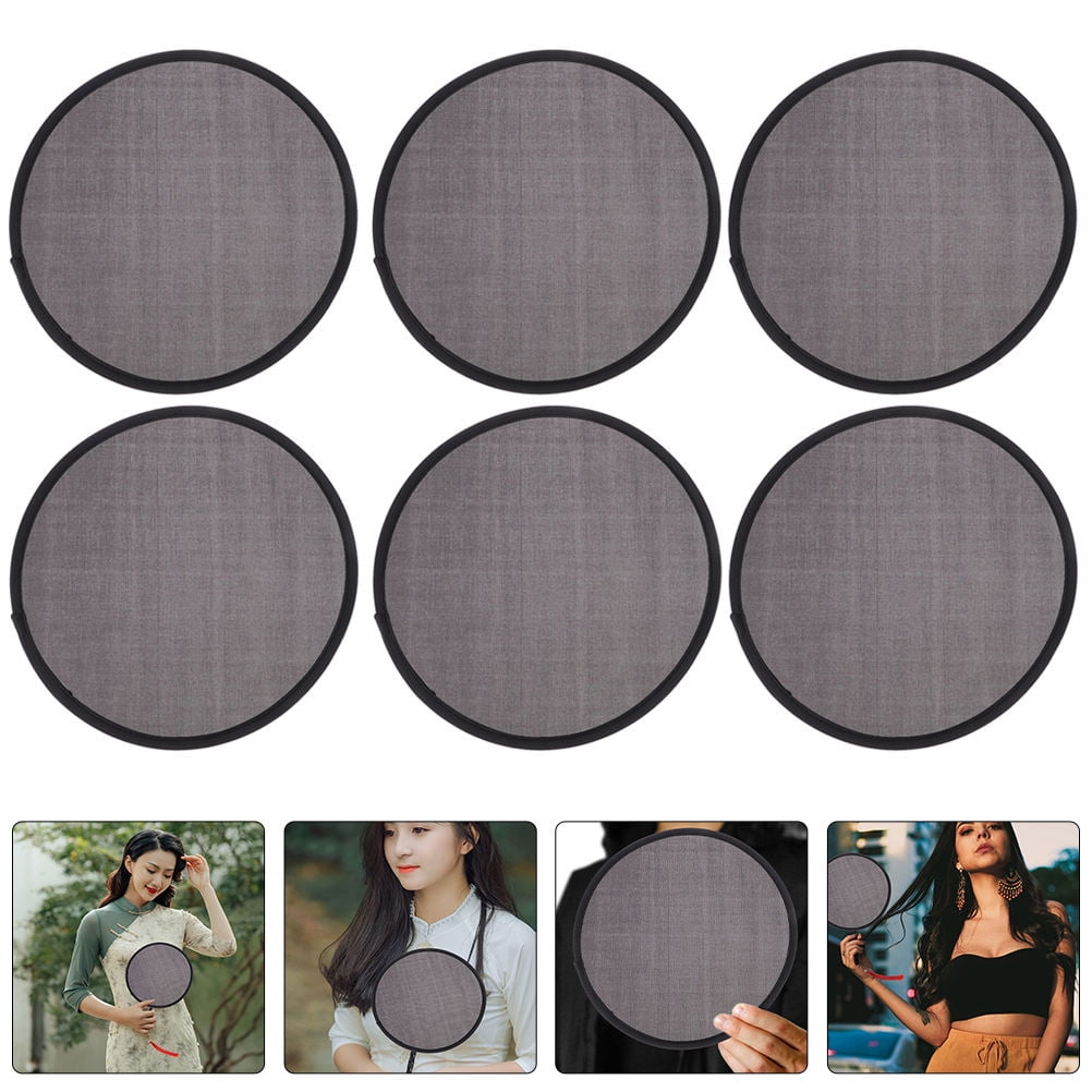 KALLORY 6 Pcs Black Plastic Folding Fans for Summer Outdoor Travel with ...