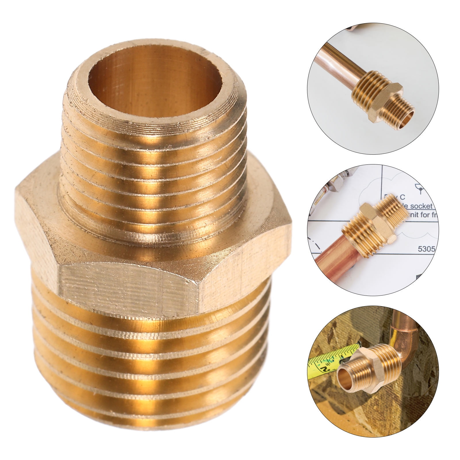 KALLORY 6 Pcs Copper Joint Adapter Hose Connector Plumbing Fittings ...