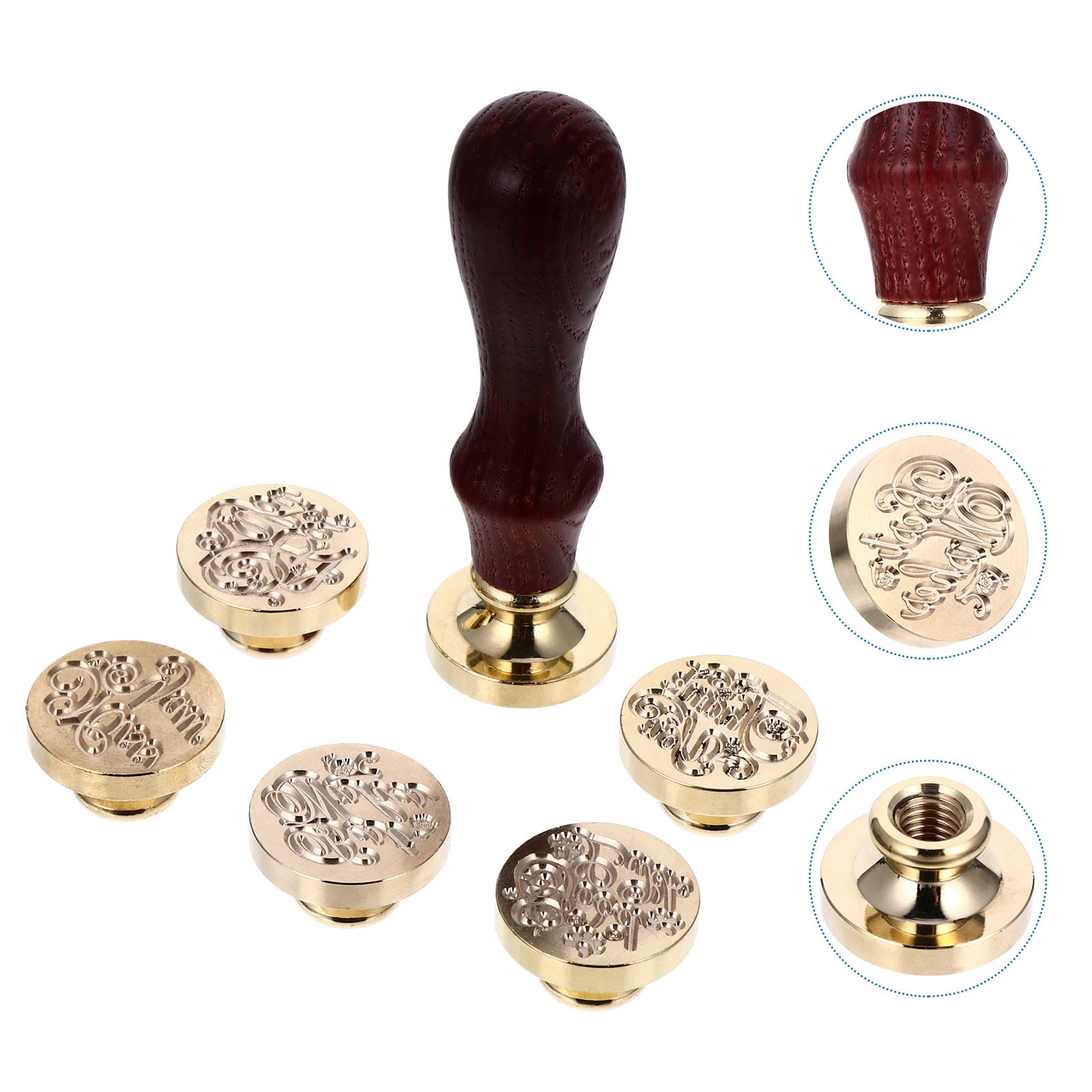 KALLORY 6 Pcs Sealing Fire Lacquer Stamp Copper with Handle Wax Letter ...