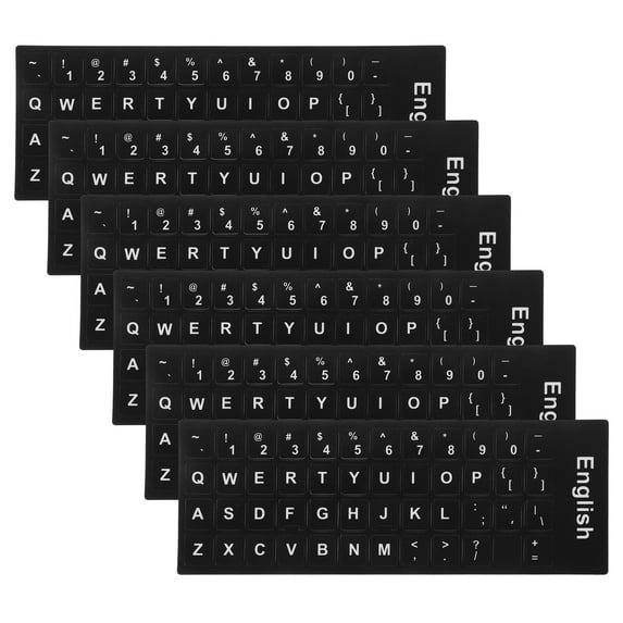 KALLORY 6 Sheets Keyboard Stickers Letter Computer Decals Laptop Black ...