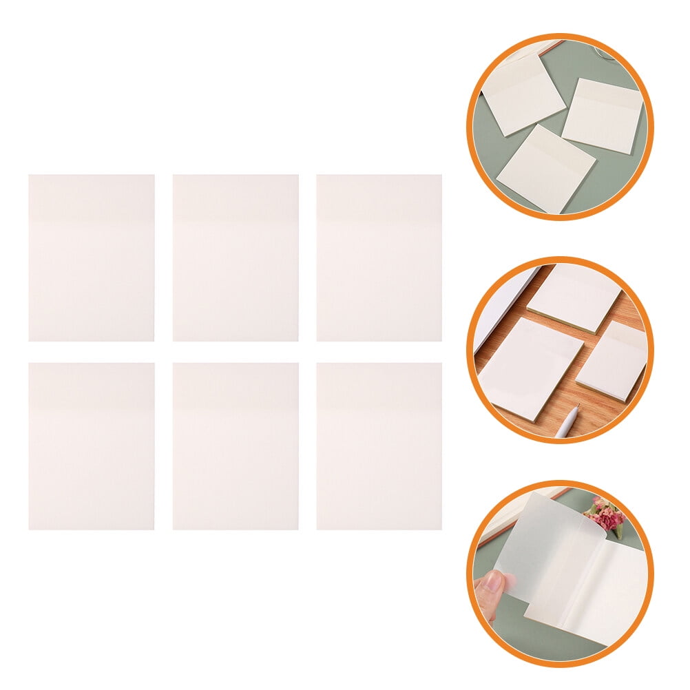 KALLORY 6Pcs Clear Note Pads Transparent Sticky Adhesive Pads for ...