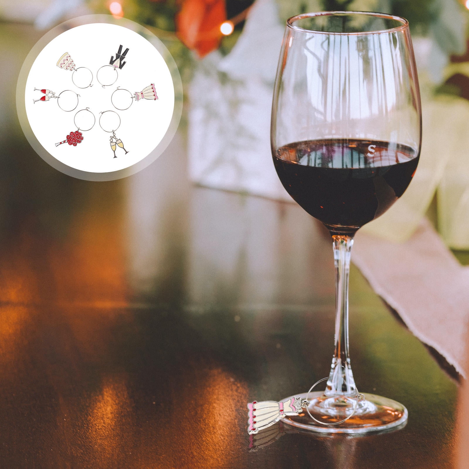 KALLORY 6Pcs Shape Wine Glass Charms Assorted Color Zinc Alloy for ...
