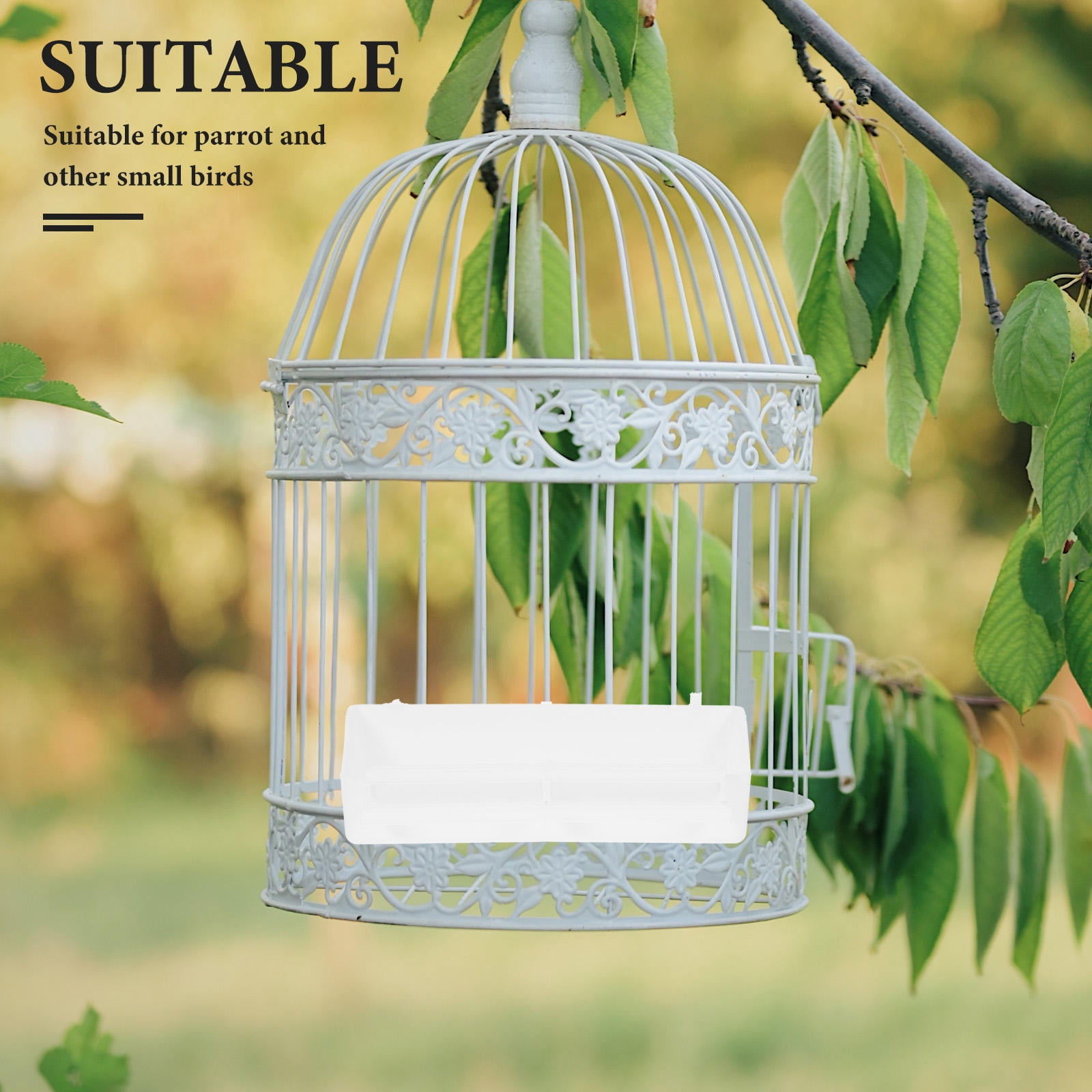 KALLORY 6Pcs White Plastic Parrot Cage Accessory Hanging Design Feeding ...