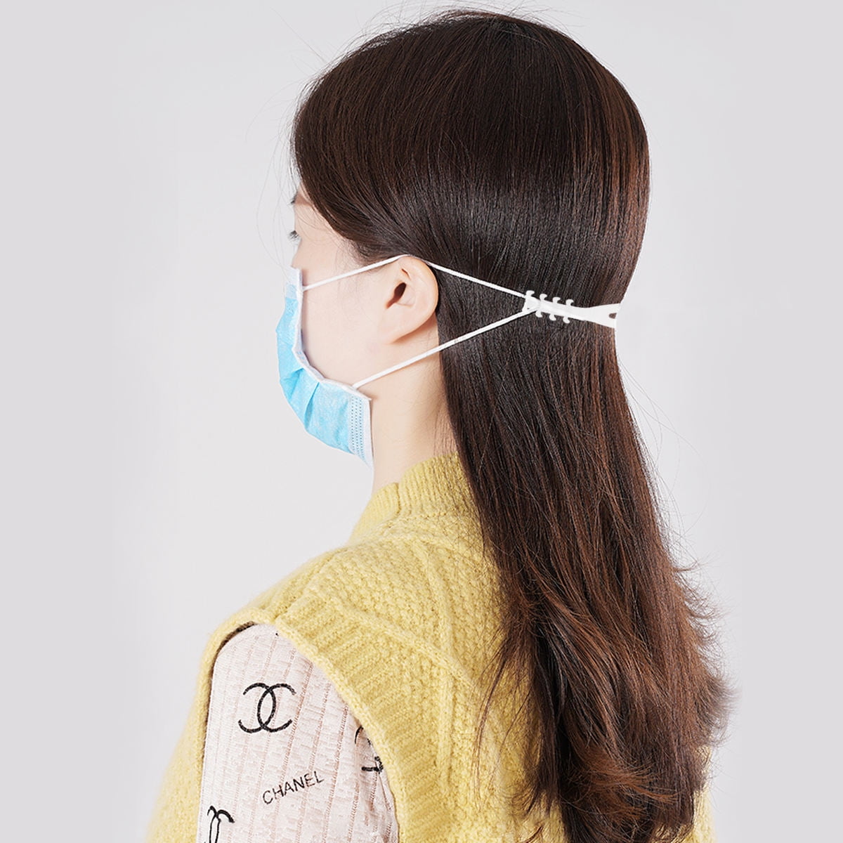 KALLORY 6Pcs White Silicone Mask Extension Strap for Ear and 11.8x0.8x0 ...