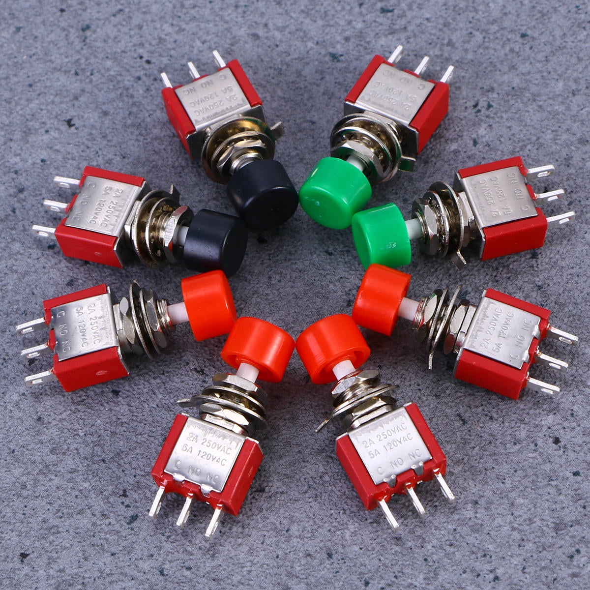 KALLORY 8Pcs Copper Push Button Switch Momentary Off for Relay and ...