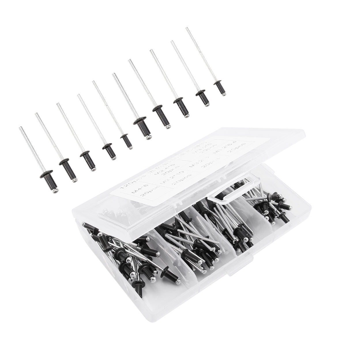 KALLORY Aluminum Blind Rivet Kit for Electrical Appliances with 120 Pcs ...