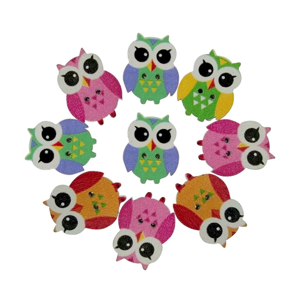KALLORY Embellished Buttons Wooden Button Wood 100 Pcs Sewing Craft ...
