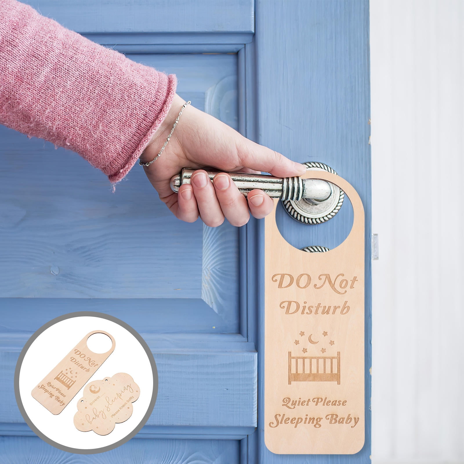 KALLORY Baby Sleeping Sign Do Not Disturb Nursery Wooden Hanger Khaki ...